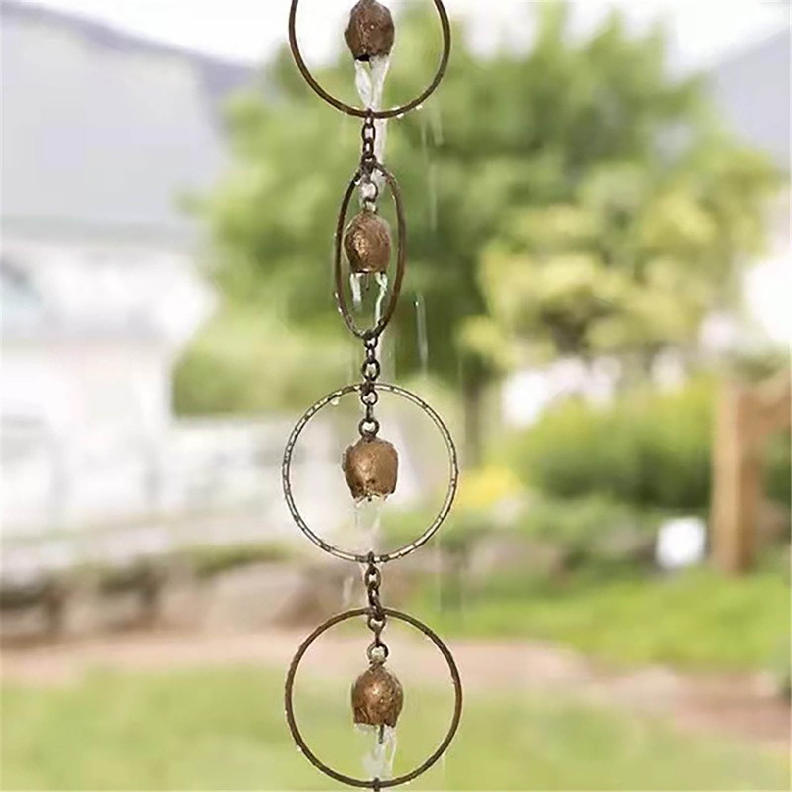 jiacuix Wind Chimes Ornament Steel Leaf Rain Chain, Metal Garden Art ...