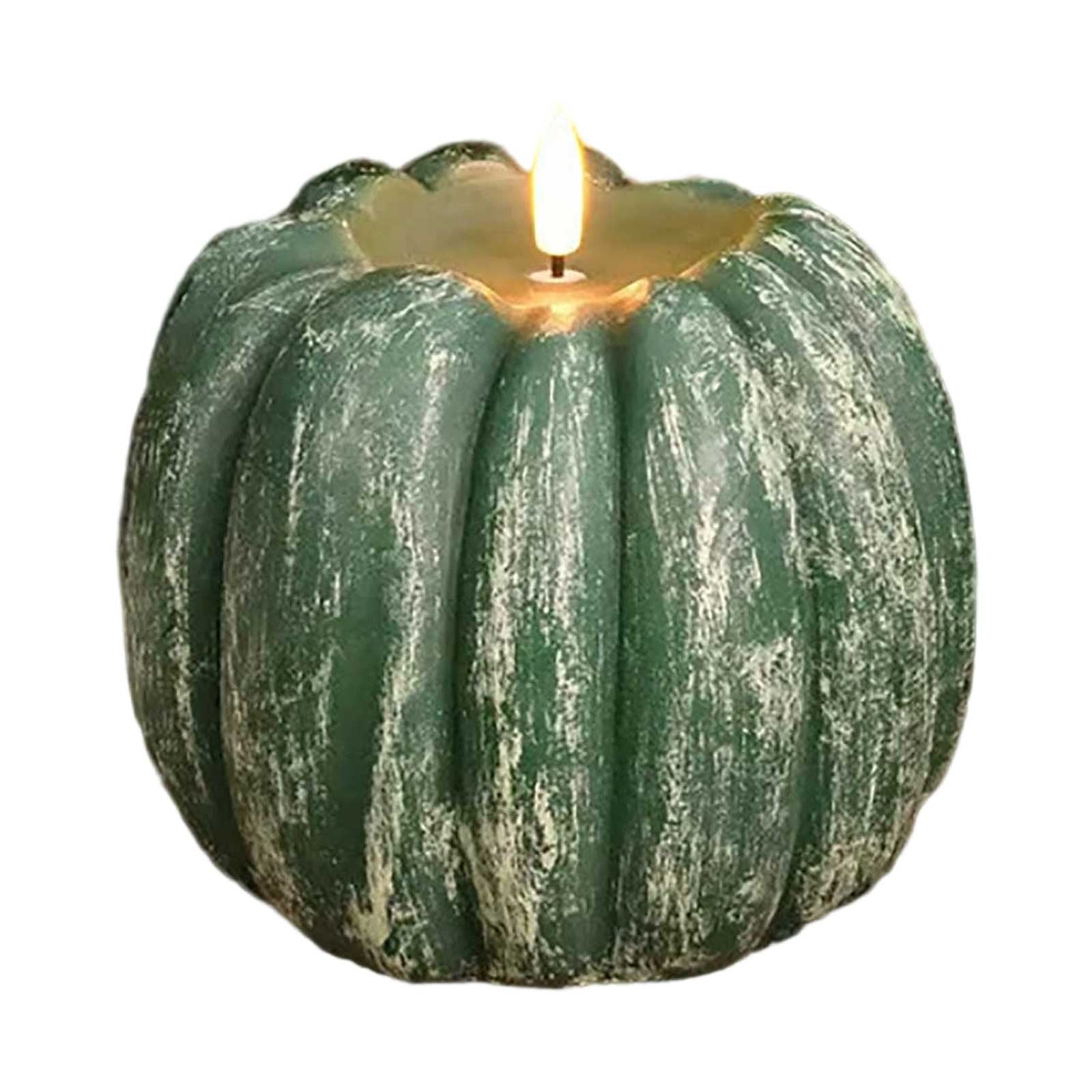 jiangai 2025 Flameless Wax Pumpkin Candle with Remote Timer Dimmer LED ...