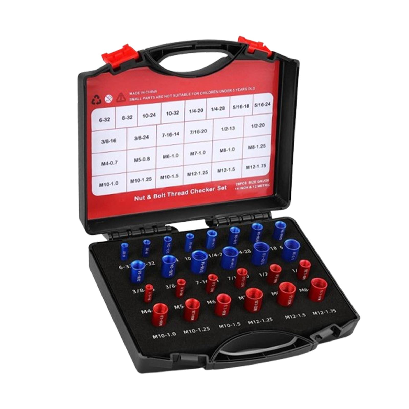 jiaping 26 Pieces Nut and Bolt Thread Checker Bolt and Nut Identifier ...