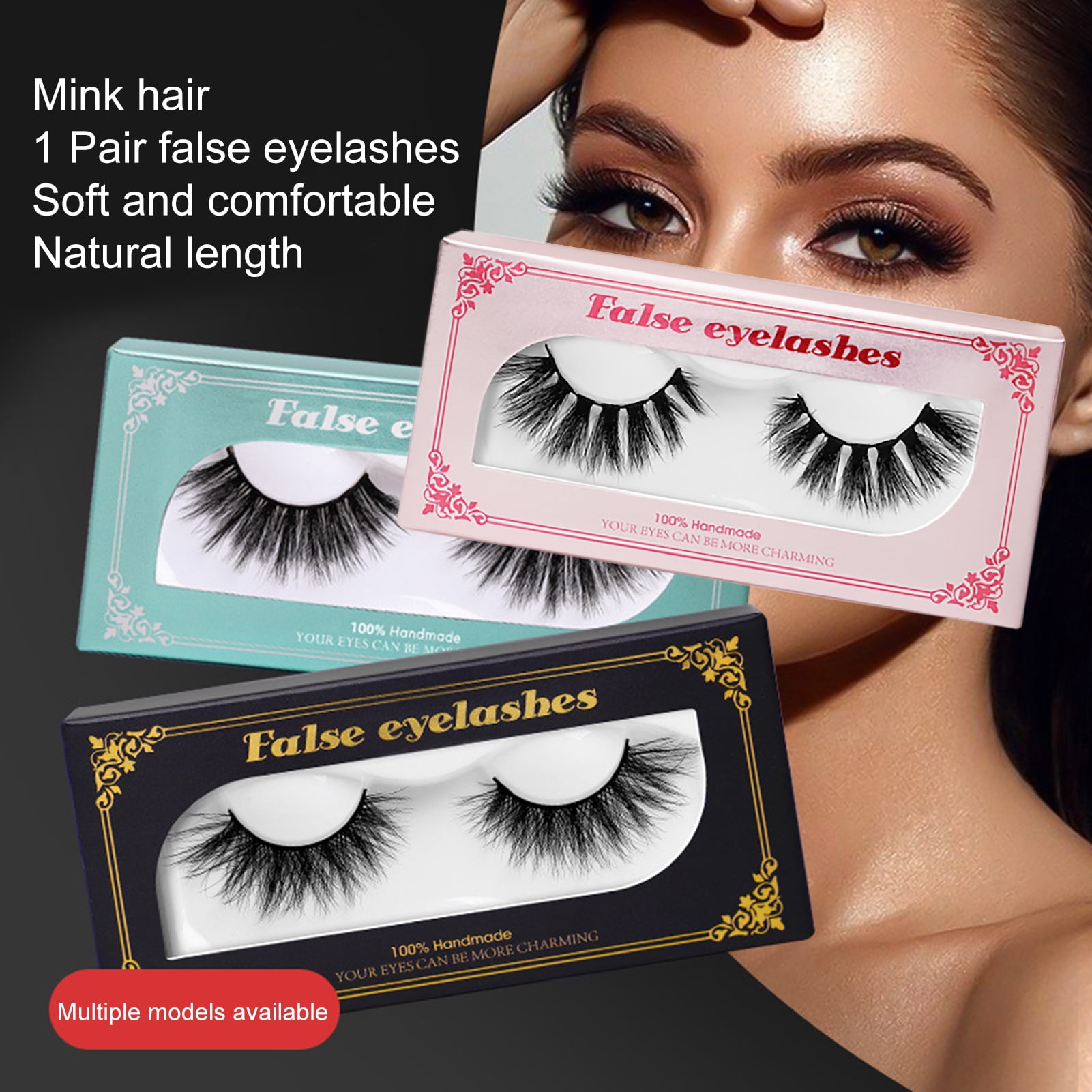 jiaroswwei 1 Pair False Eyelashes Natural Look 3D Wispy Curly Fluffy ...
