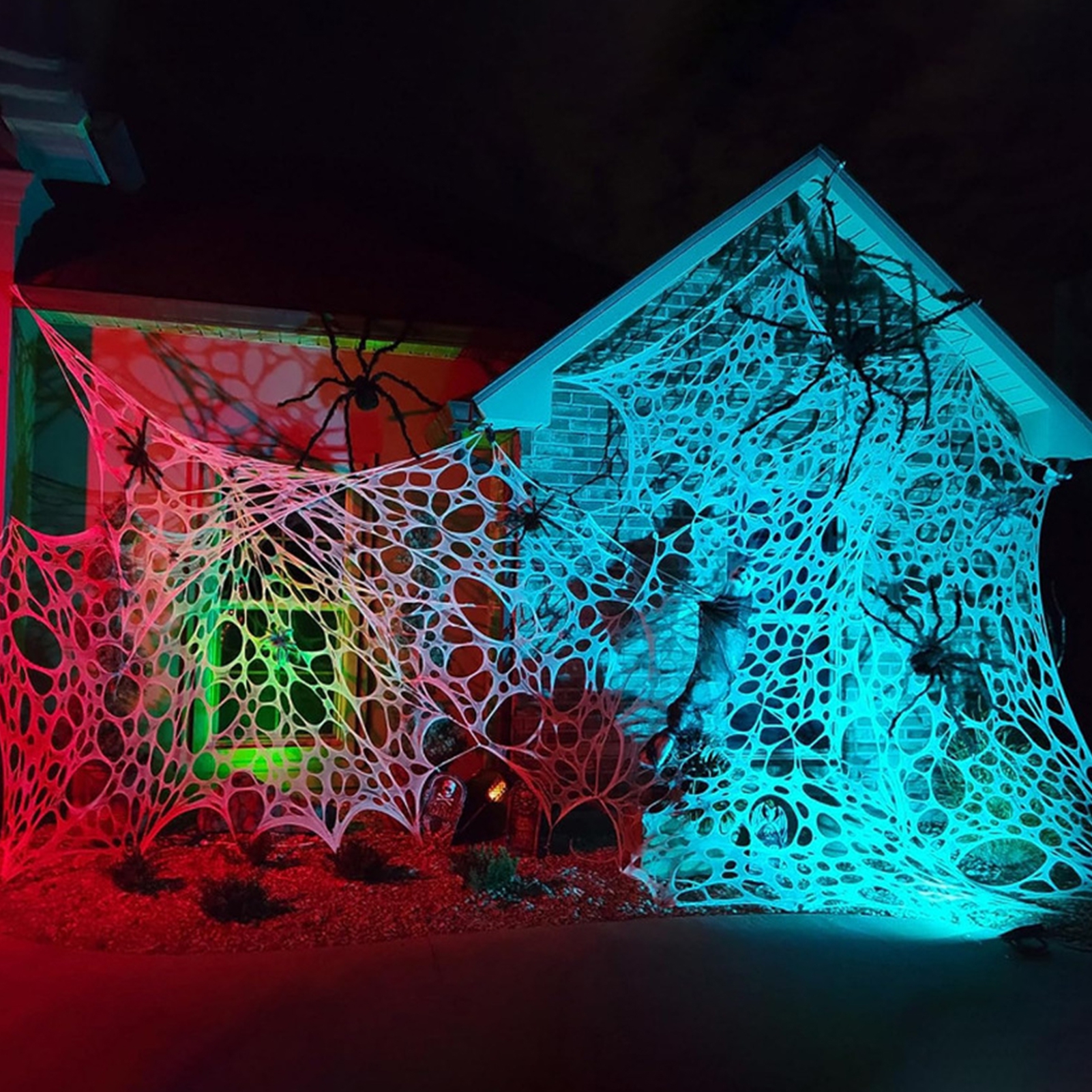 jiaroswwei 1 Set Halloween Spider Web with Stakes Glow, in The Dark DIY ...