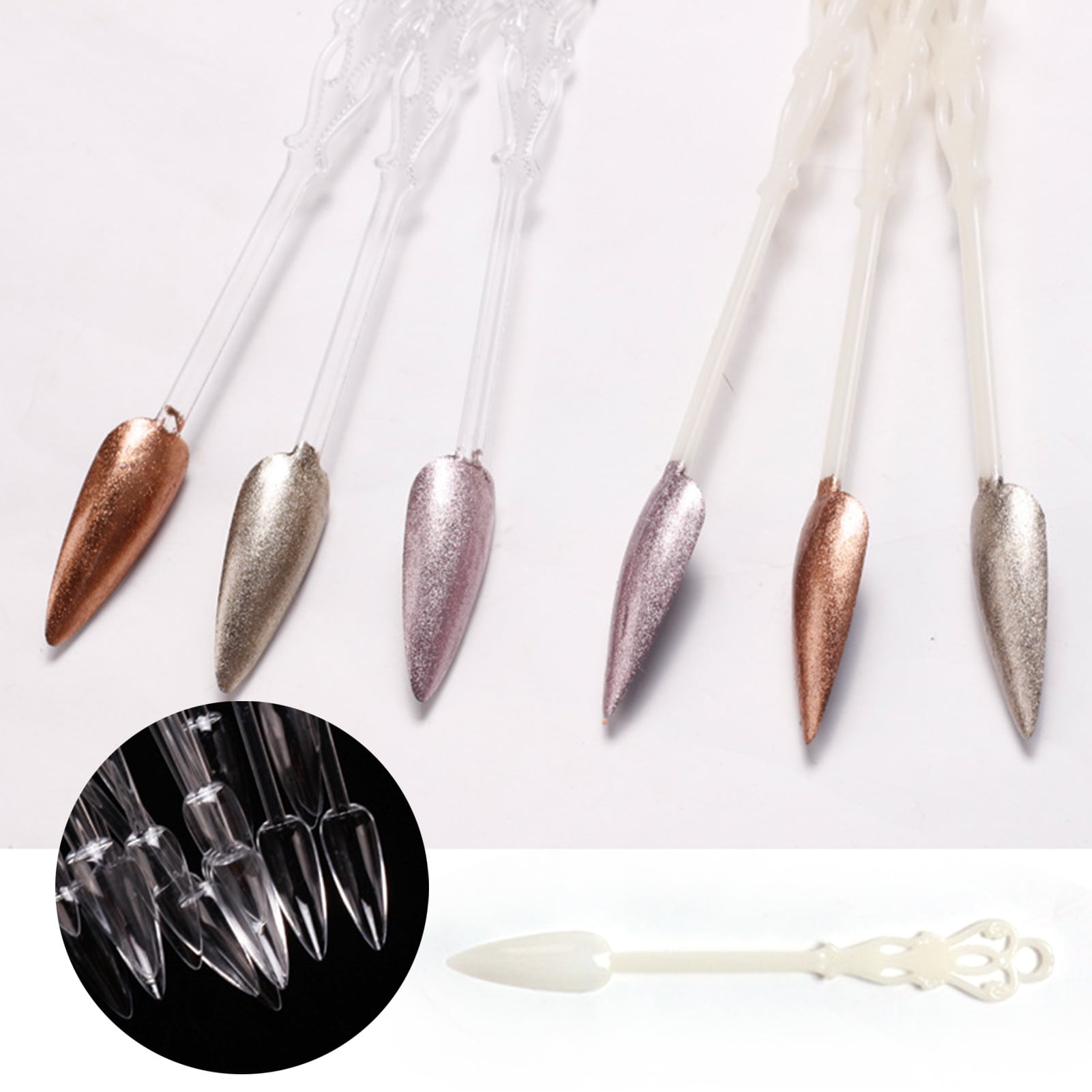 jiaroswwei 24Pcs/Set Nail Art Fan Buckle Design Adjustable Clear Fake ...