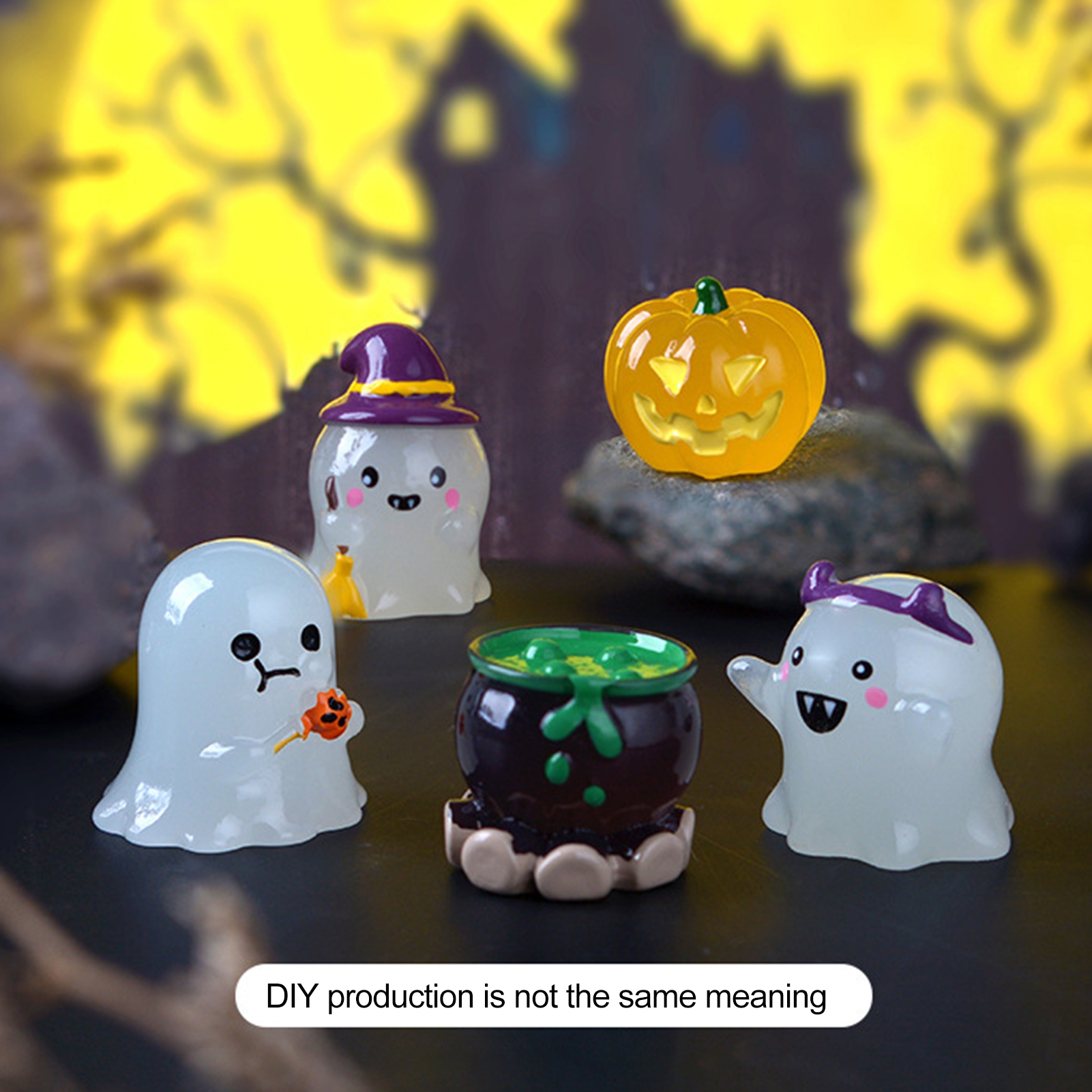 jiaroswwei 6Pcs Mini Resin Halloween Ghost Figurines, Luminous Micro ...