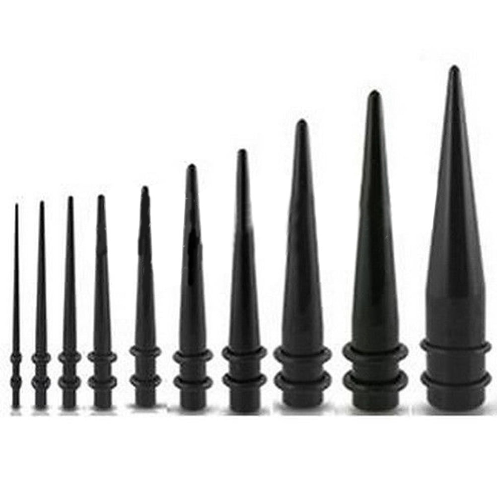 jiaroswwei Black Straight Acrylic Cone Shape Ear Expander Stretcher ...