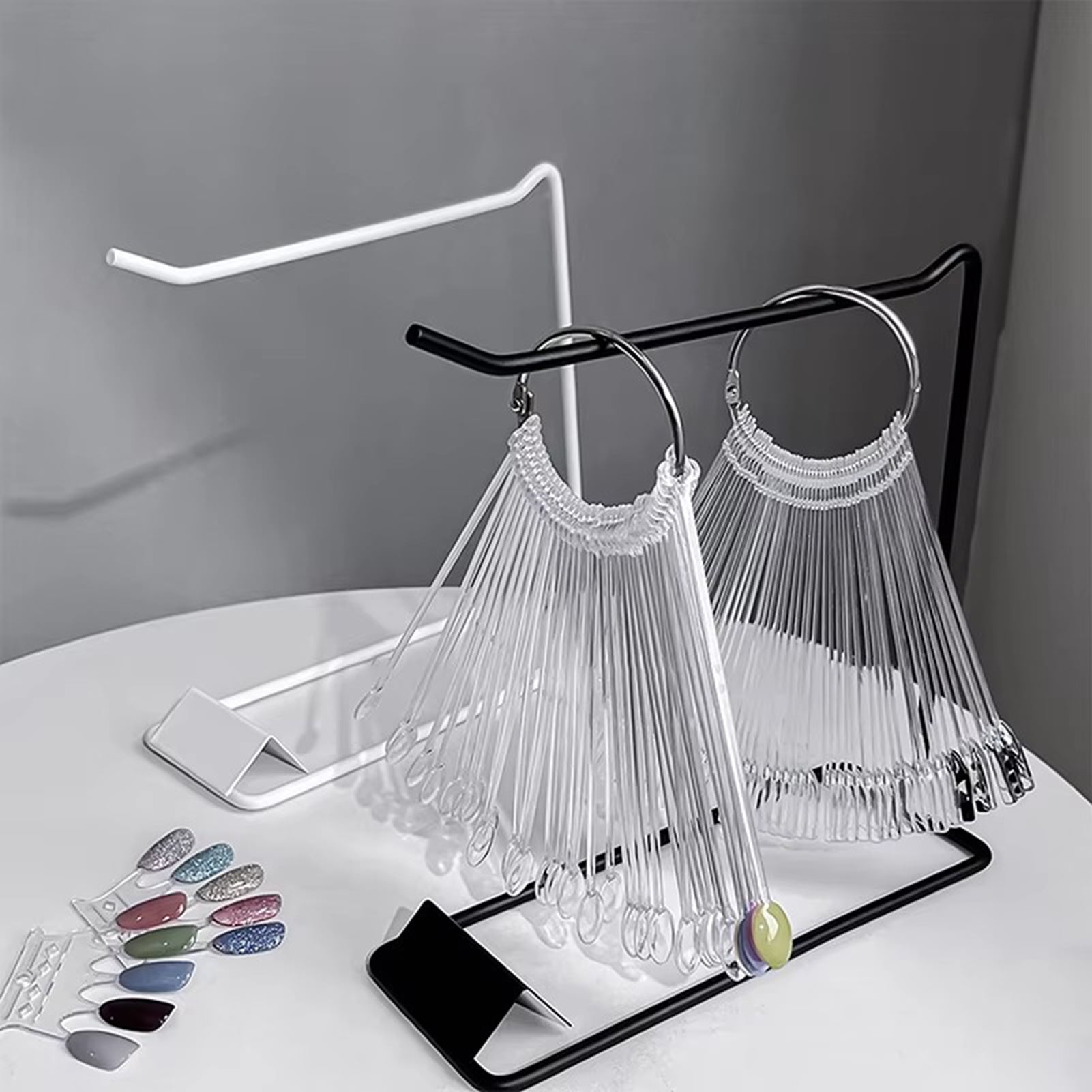 jiaroswwei Nail Swatch Stick Display Stand Oval Square Nail Swatch with ...