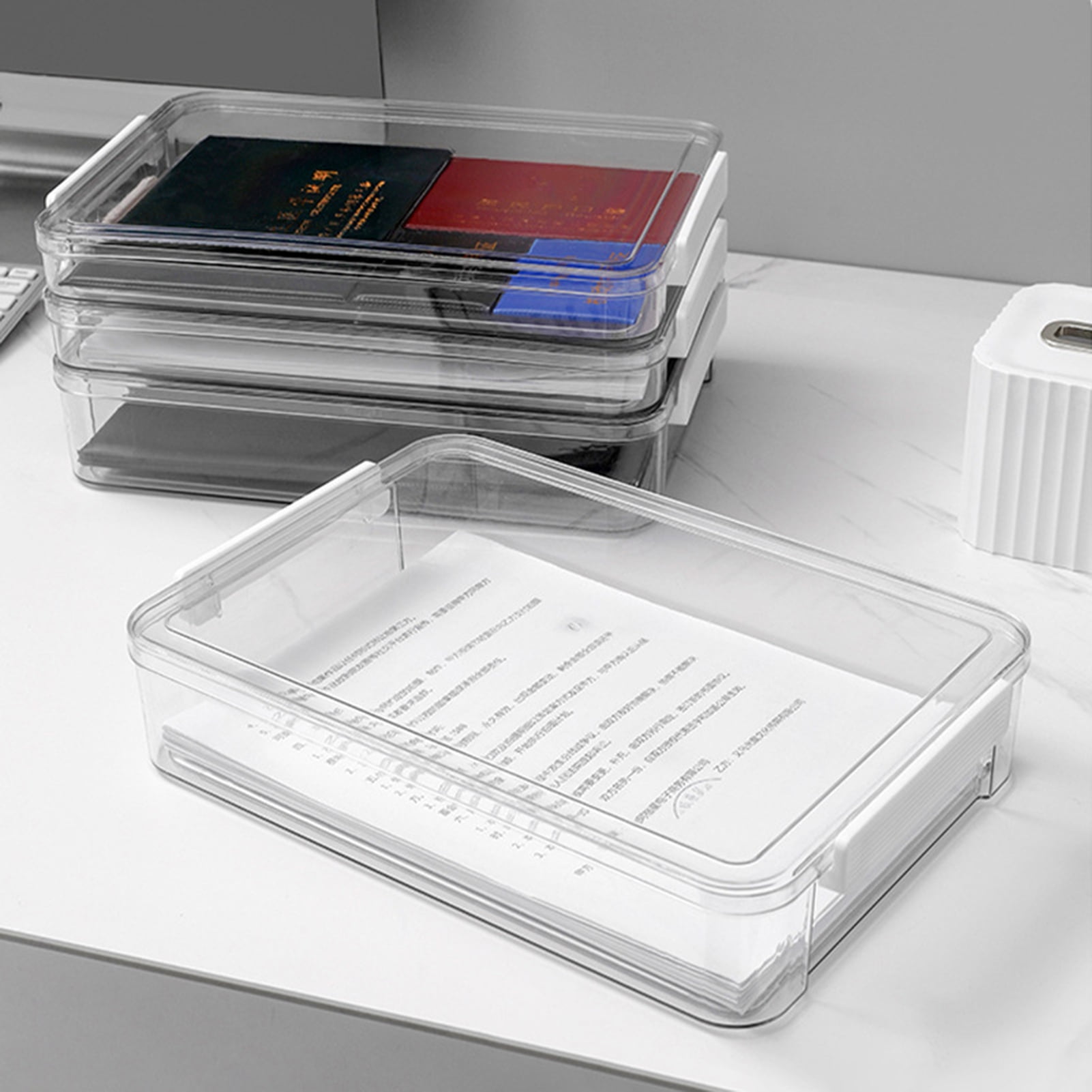 jiaroswwei Plastic File Storage Box A4 Size, Stackable Organizer ...