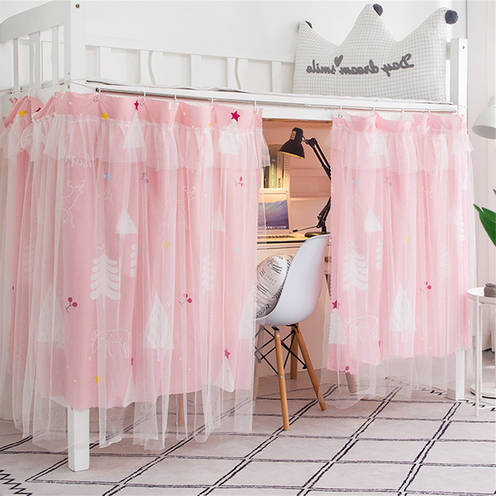 Jiaroswwei Lightweight Bed Curtains for Students - Colorful Print, Easy ...