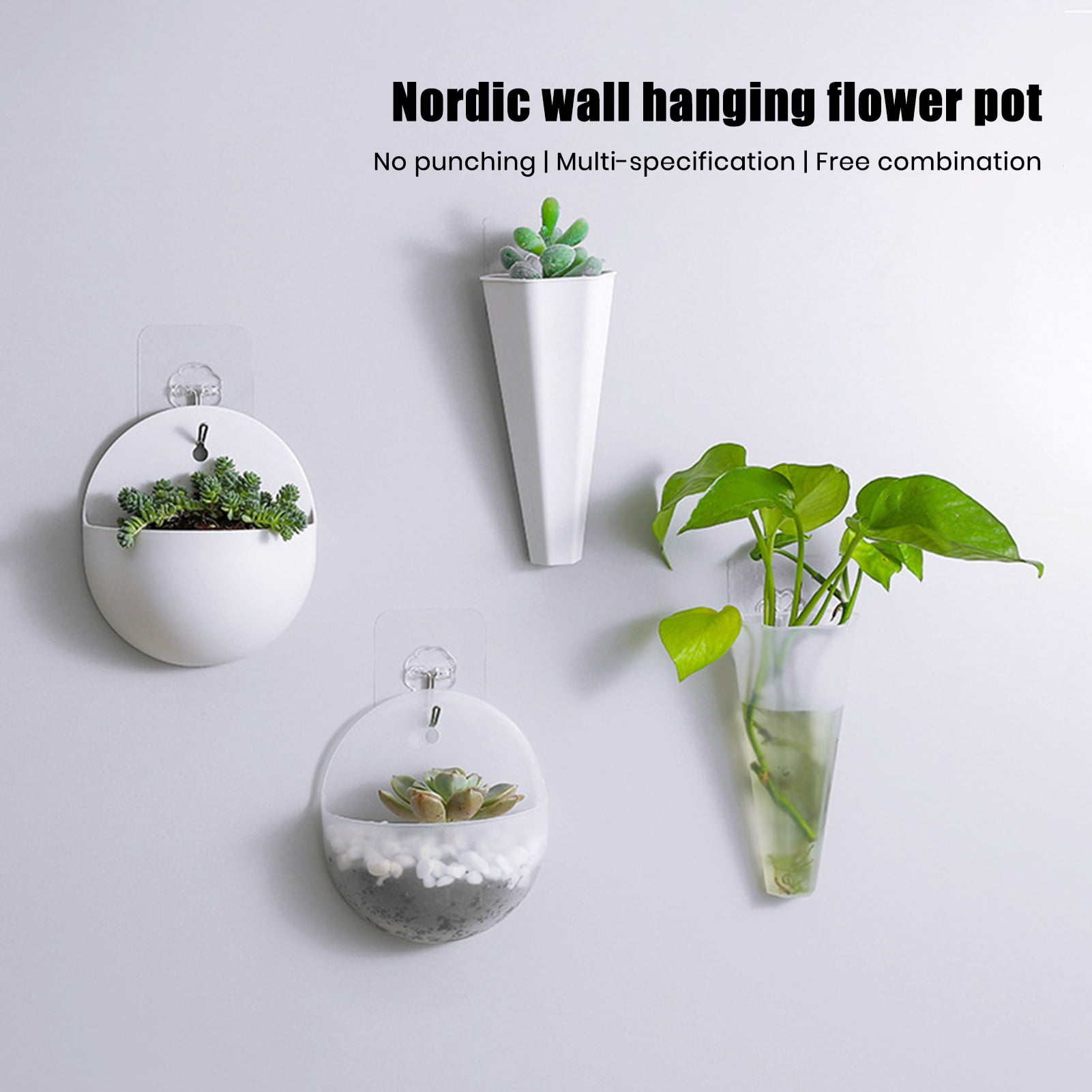 jiaroswwei Wall Mounted Flower Pot Set, Planter with Hanging Hole, No ...