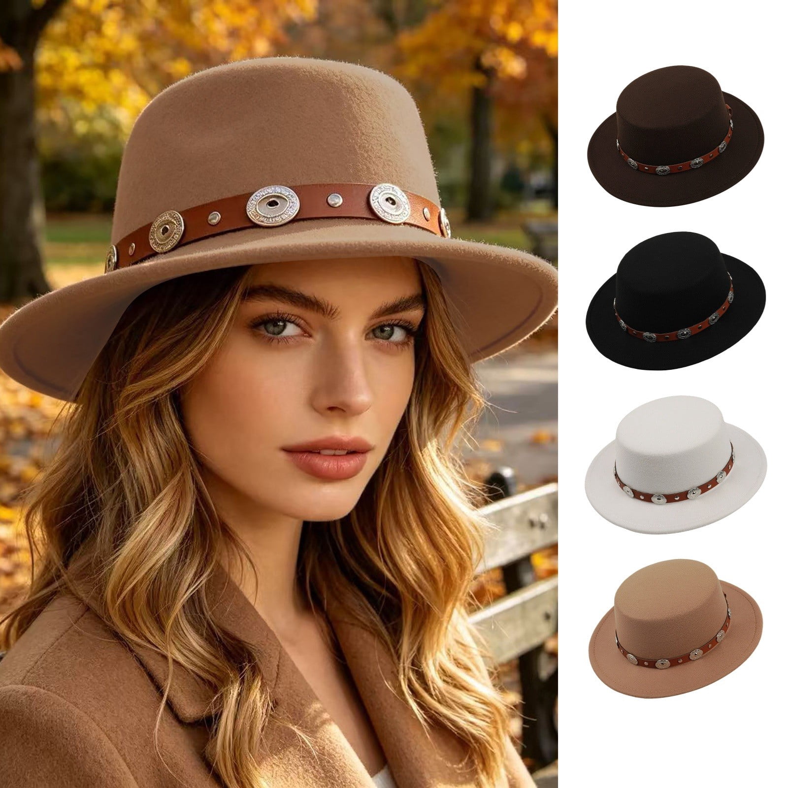 jiaxiM Cowboy Hat Men Women Felt Cowboy Hat Wide Brim Western Jazz ...