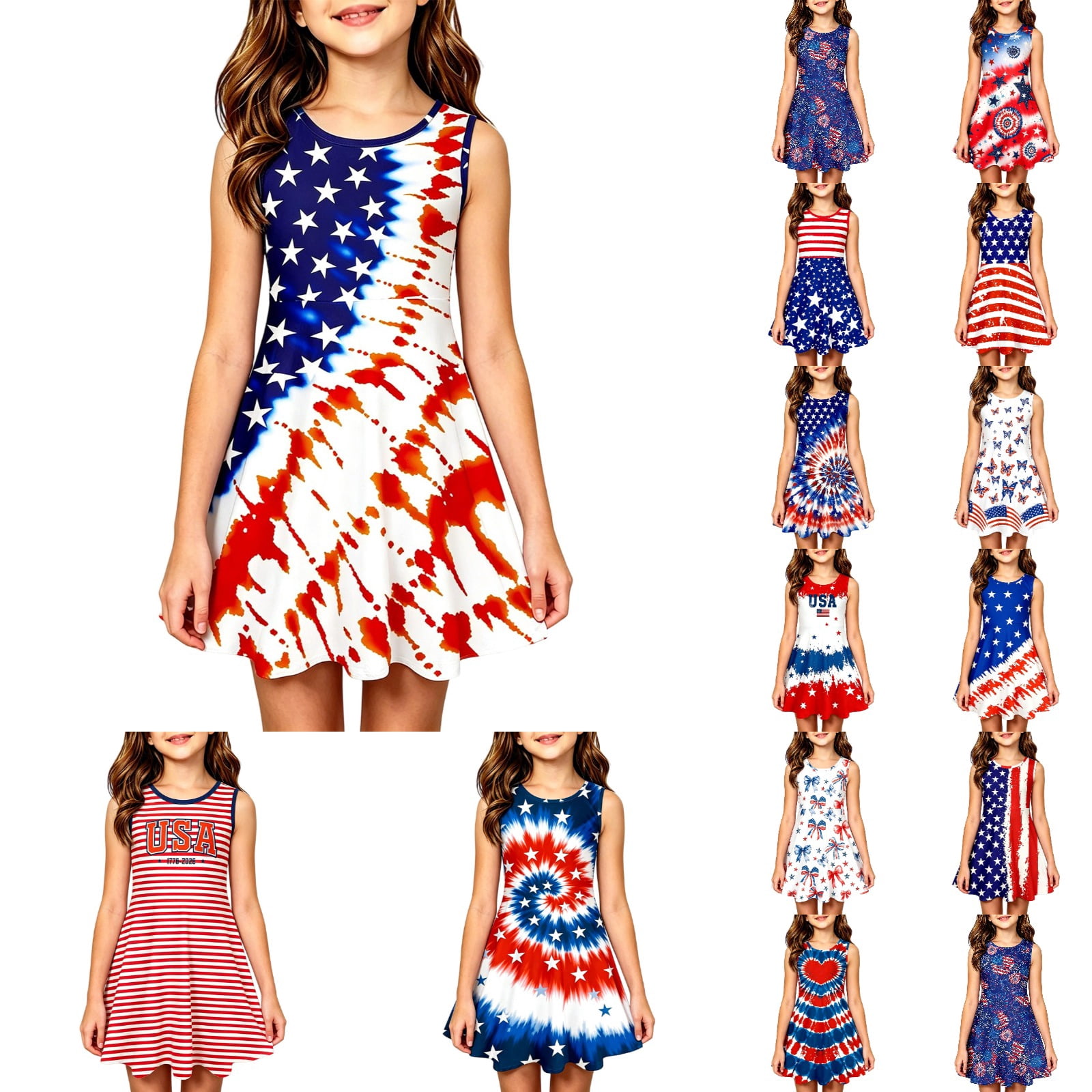 jiaxiM Girls 4th of July Dress American Flag Patriotic Outfit USA ...
