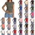 jiaxiM Short Sleeve Tops for Women Cap Sleeve Summer Crew Neck Shirts ...