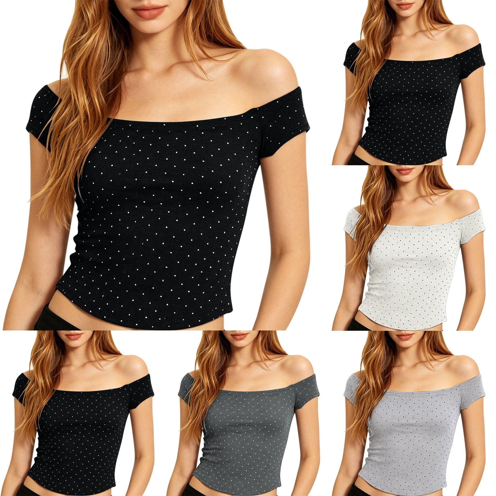jiaxiM Womens Off The Shoulder Tops 2026 Summer Y2K Clothes Going Out ...