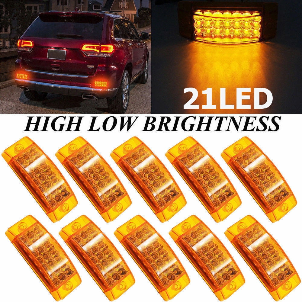 jiayinshidai 10 x Amber 21 LED Side Marker Clearance Light Rectangle ...