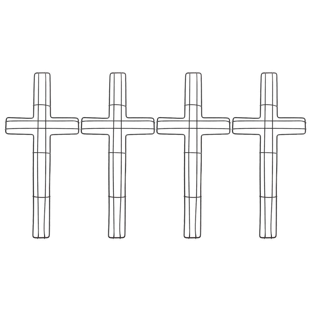 jibingyi 4pcs DIY Cross Metal Wreath Frame Flower Garden Cross Shaped ...