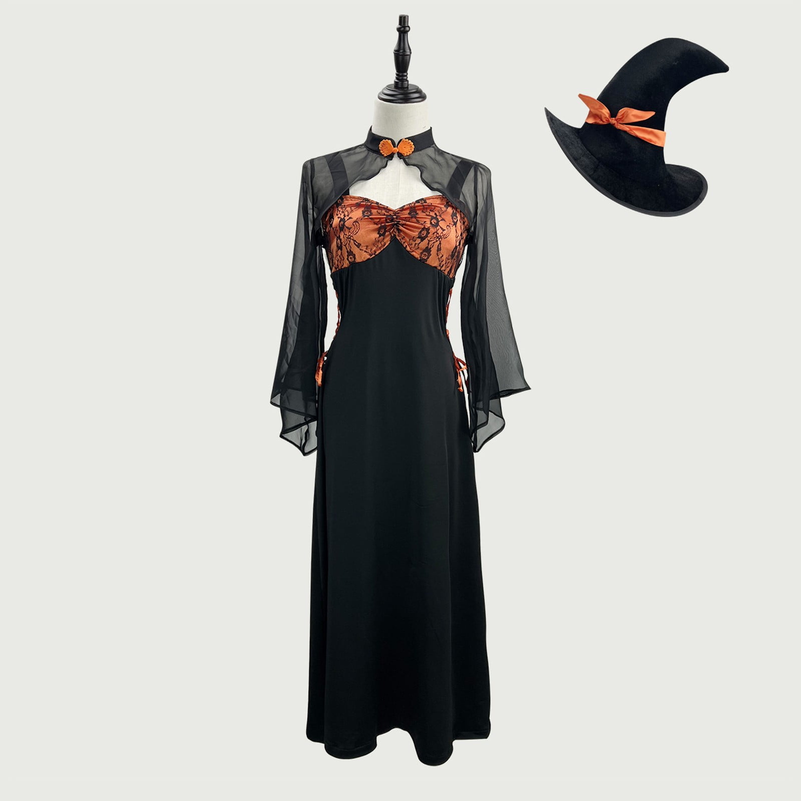 jicehd Clearances Women Dress Womens Gothic Role Playing Witch Dress Set with Hats Wiesnherz ...