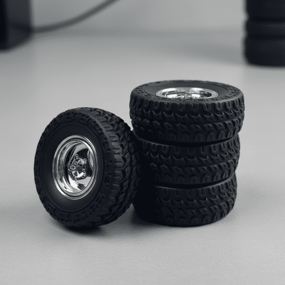 jicheng 4 Pieces Model Wheels Tires Replacement Set Hobby Vehicle ...