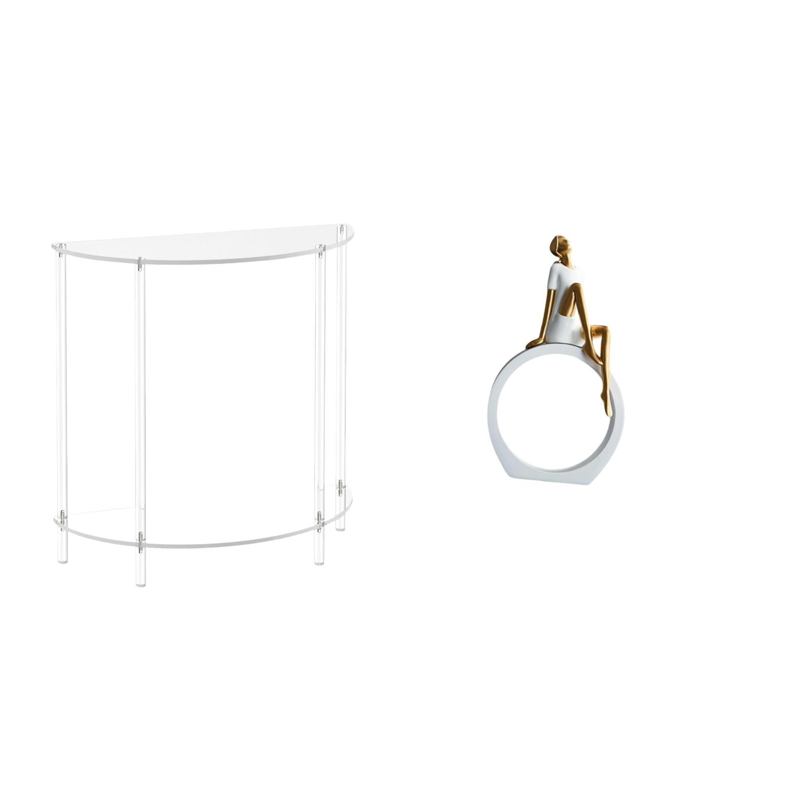 jicheng Acrylic Accent Table with Girl Figurine Women Statue ...