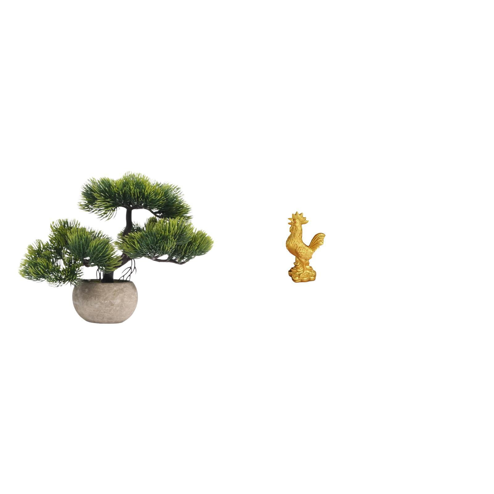 jicheng Artificial Bonsai Tree Greenery Collection Faux Plant in Pot ...