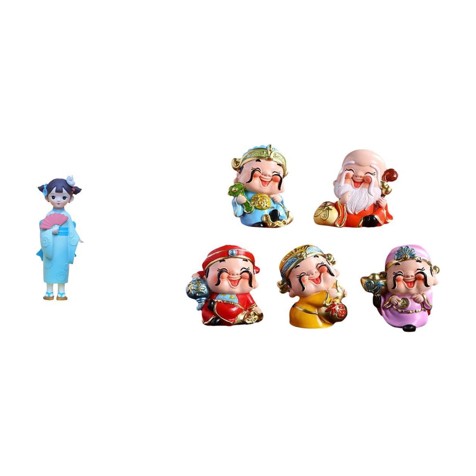 jicheng Asian Kabuki Geisha Doll Resin God of Fortune Figurine Japanese ...