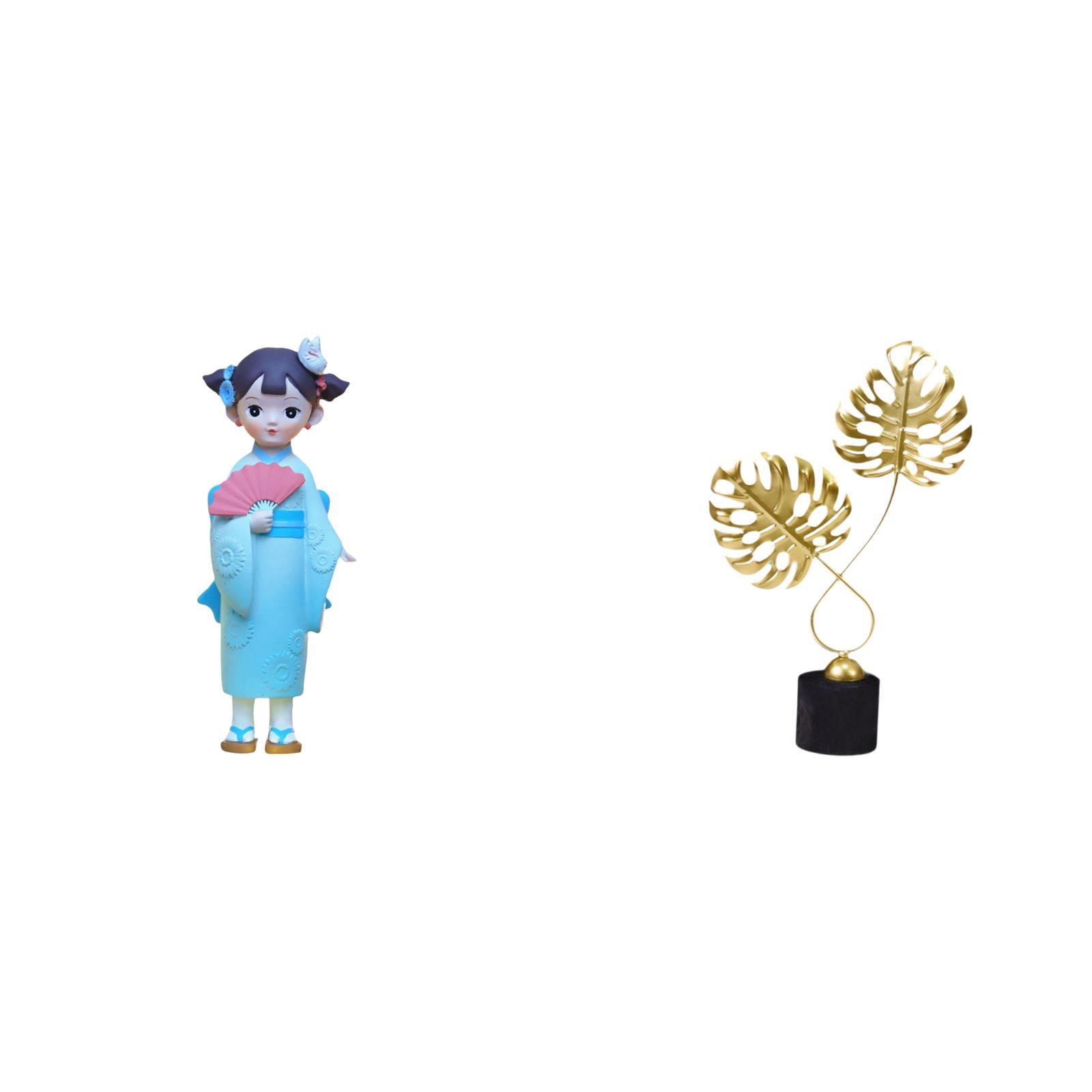 jicheng Asian Kabuki Geisha Dollhouse Iron Leaf Statue Collectible ...