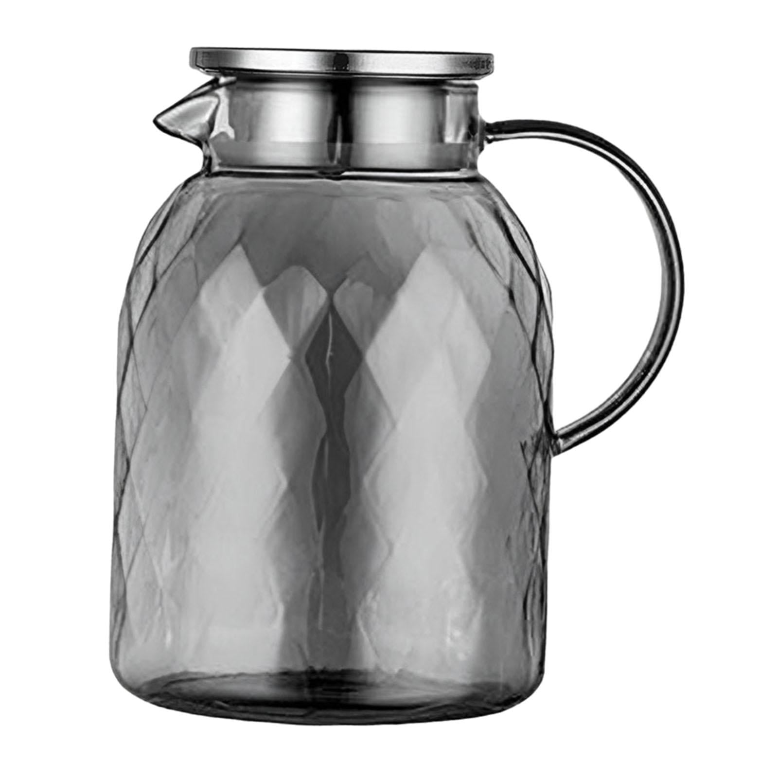 jicheng Beverage Pitcher with Lid Large Bore Design Glass Jug for Drink ...