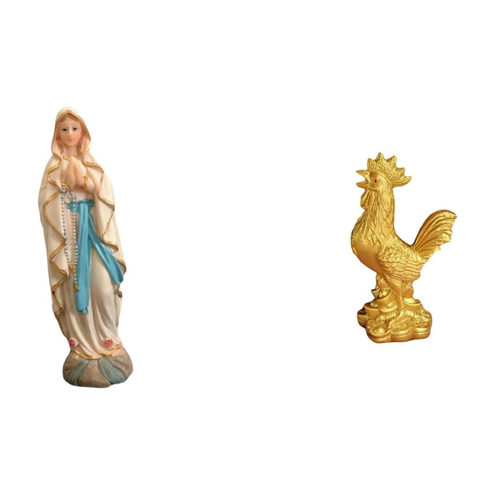 jicheng Blessed Lady Mary and Rooster Feng Shui Statue Decorative Resin ...