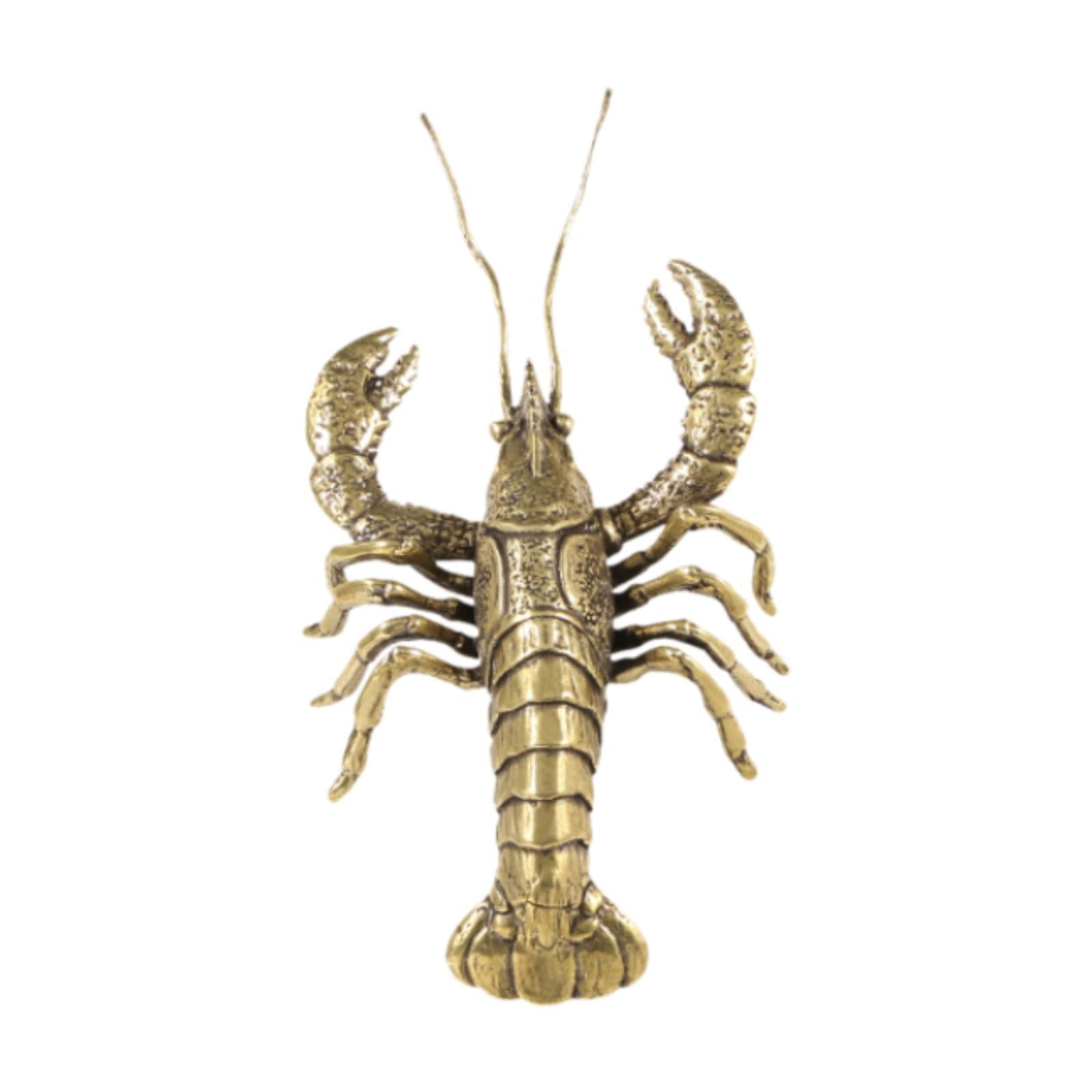 jicheng Brass Lobster Statue Decoration Lobster Figurine for Bookshelf ...