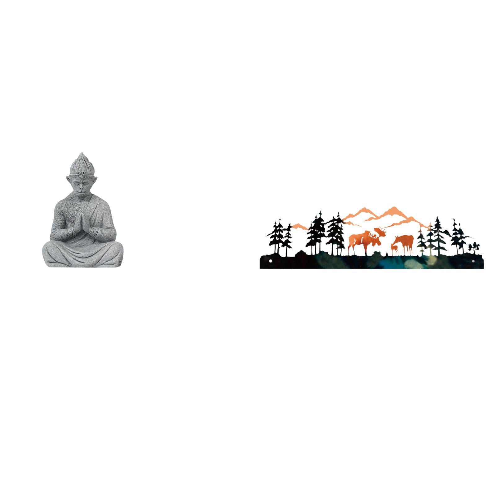 jicheng Buddha Monkey Deer Sculpture Figurine Collectible Miniature Sun ...