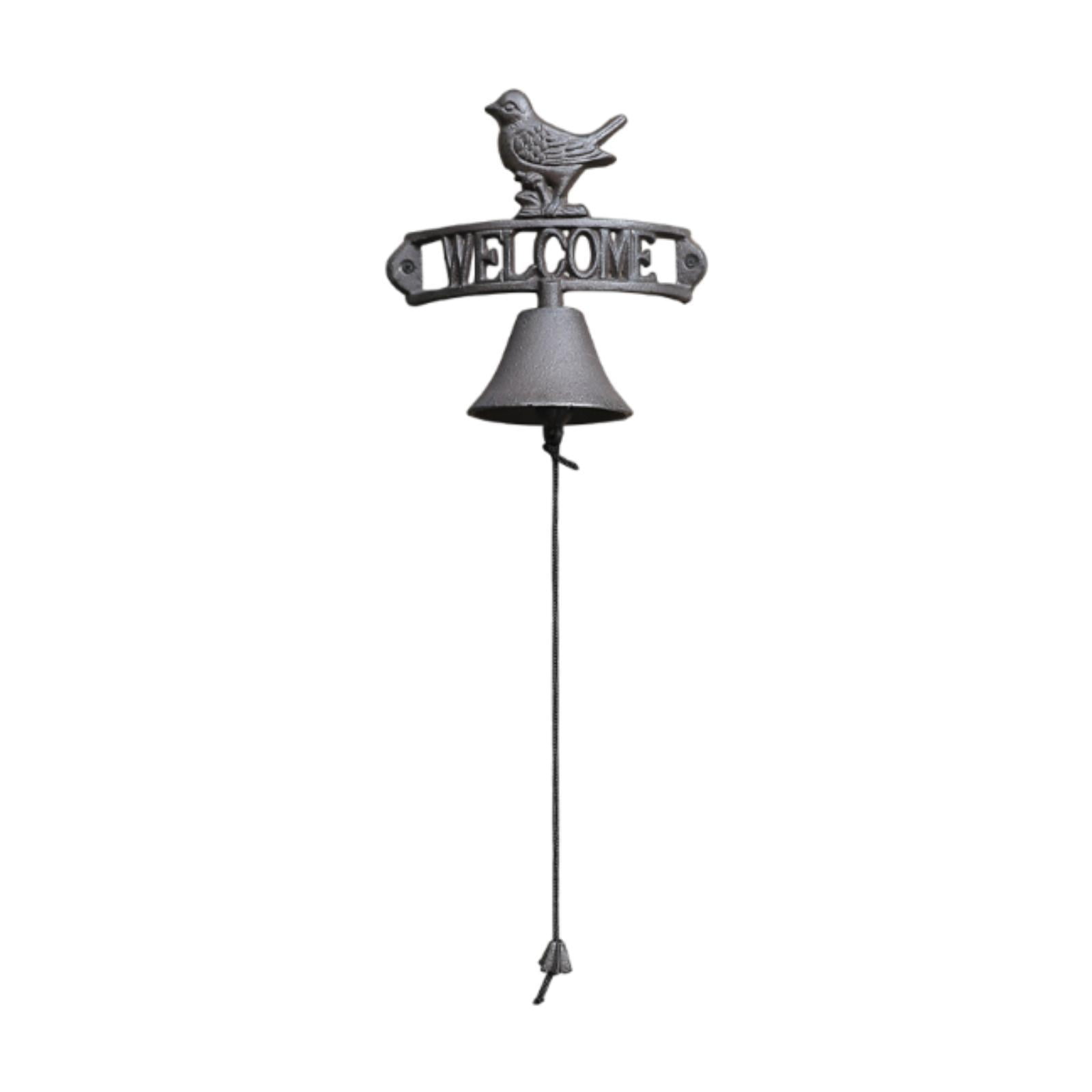 jicheng Cast Iron Hanging Bird Welcome Bell for Front Door Decorative ...