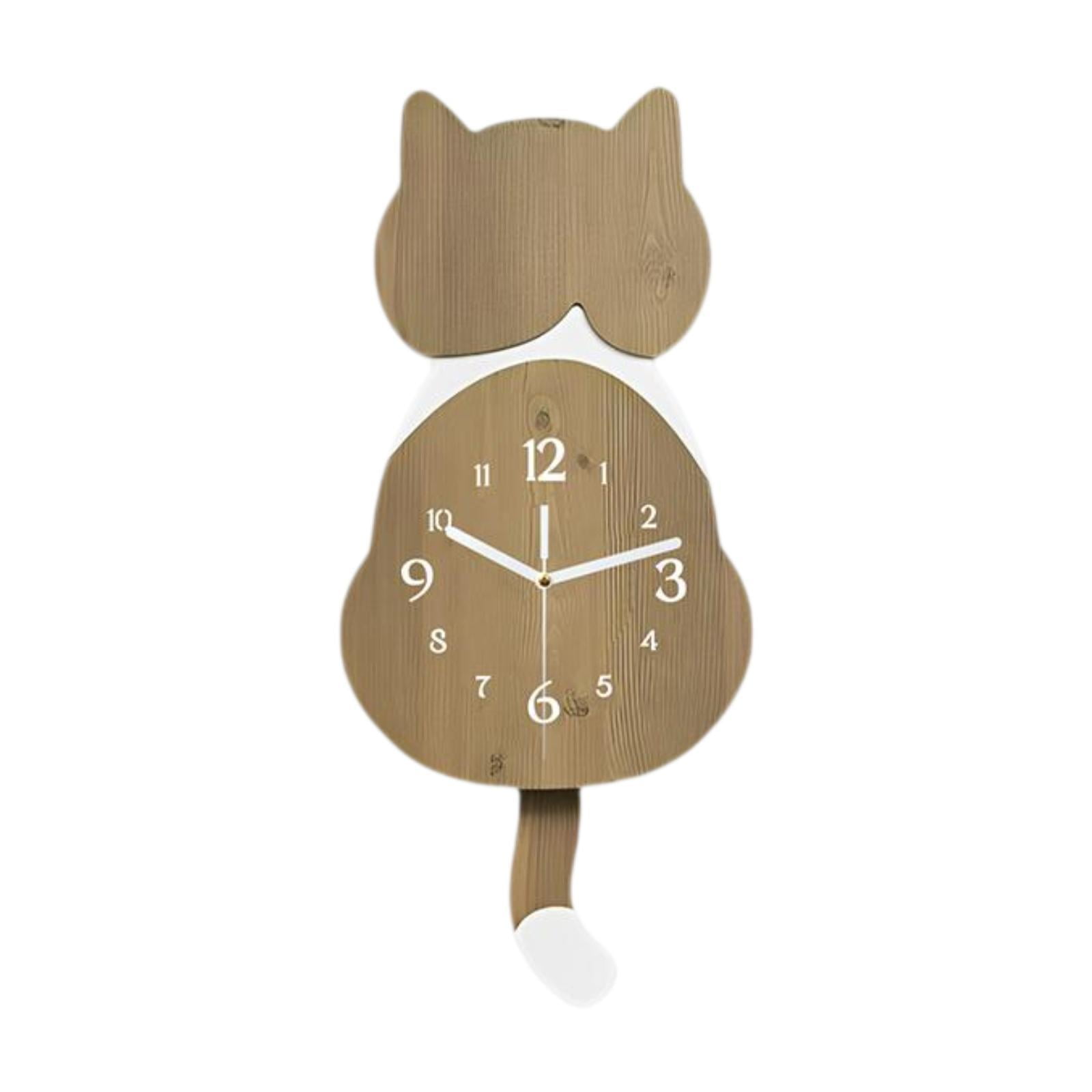 jicheng Cat Wall Clock Cute Pendulum Decorative Clock for Living Room ...
