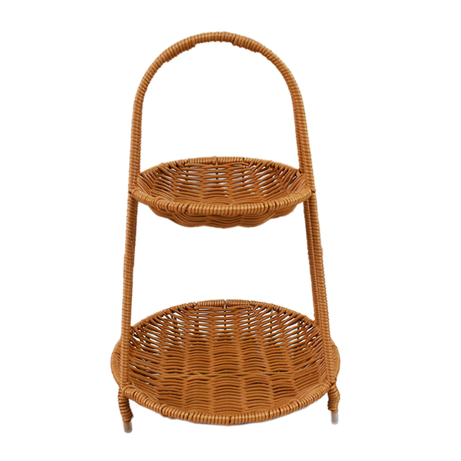 jicheng Circular Food Serving Basket Storage Rack Imitation Rattan ...