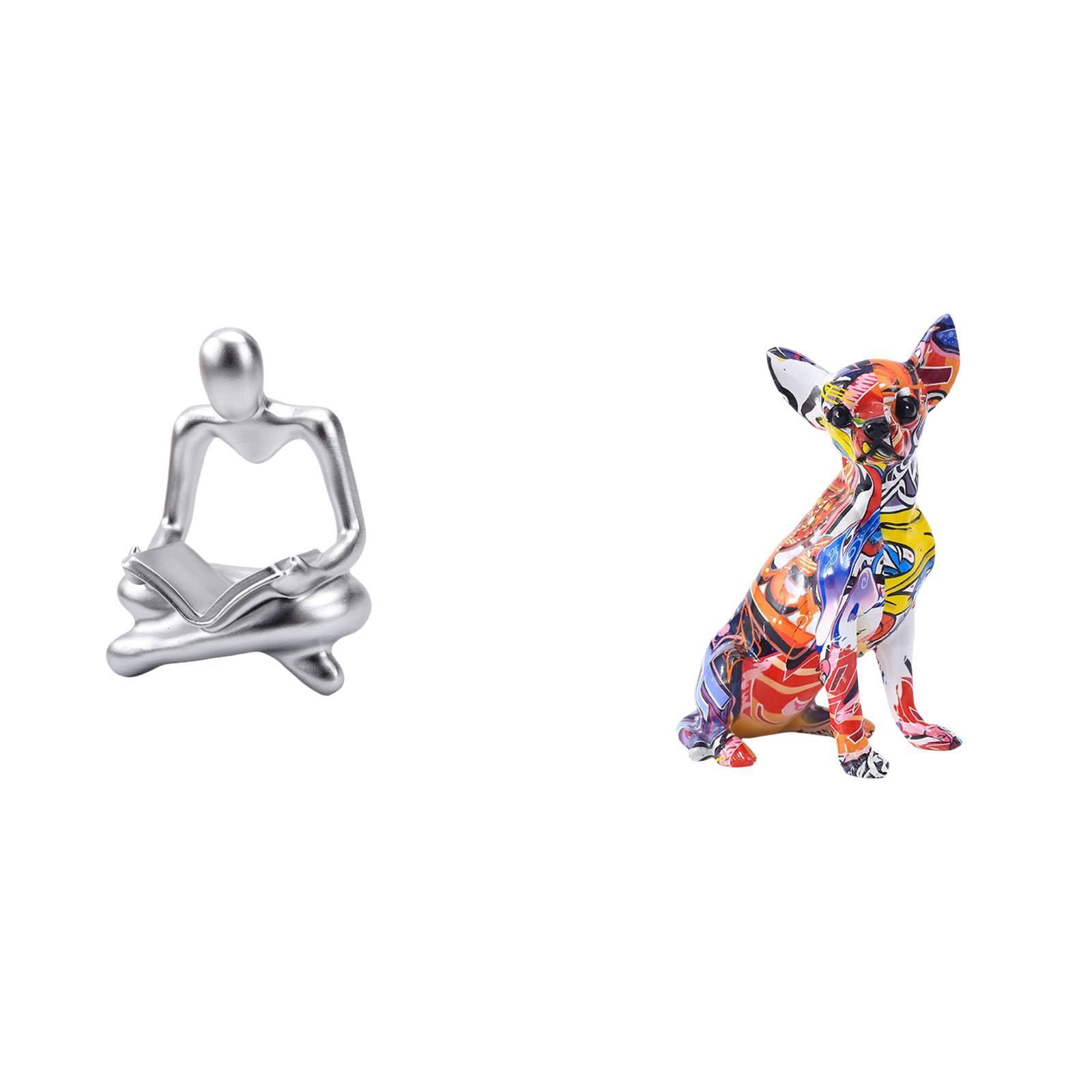 jicheng Creative Abstract Colorful Dog Thinker Statue Figurine Craft ...