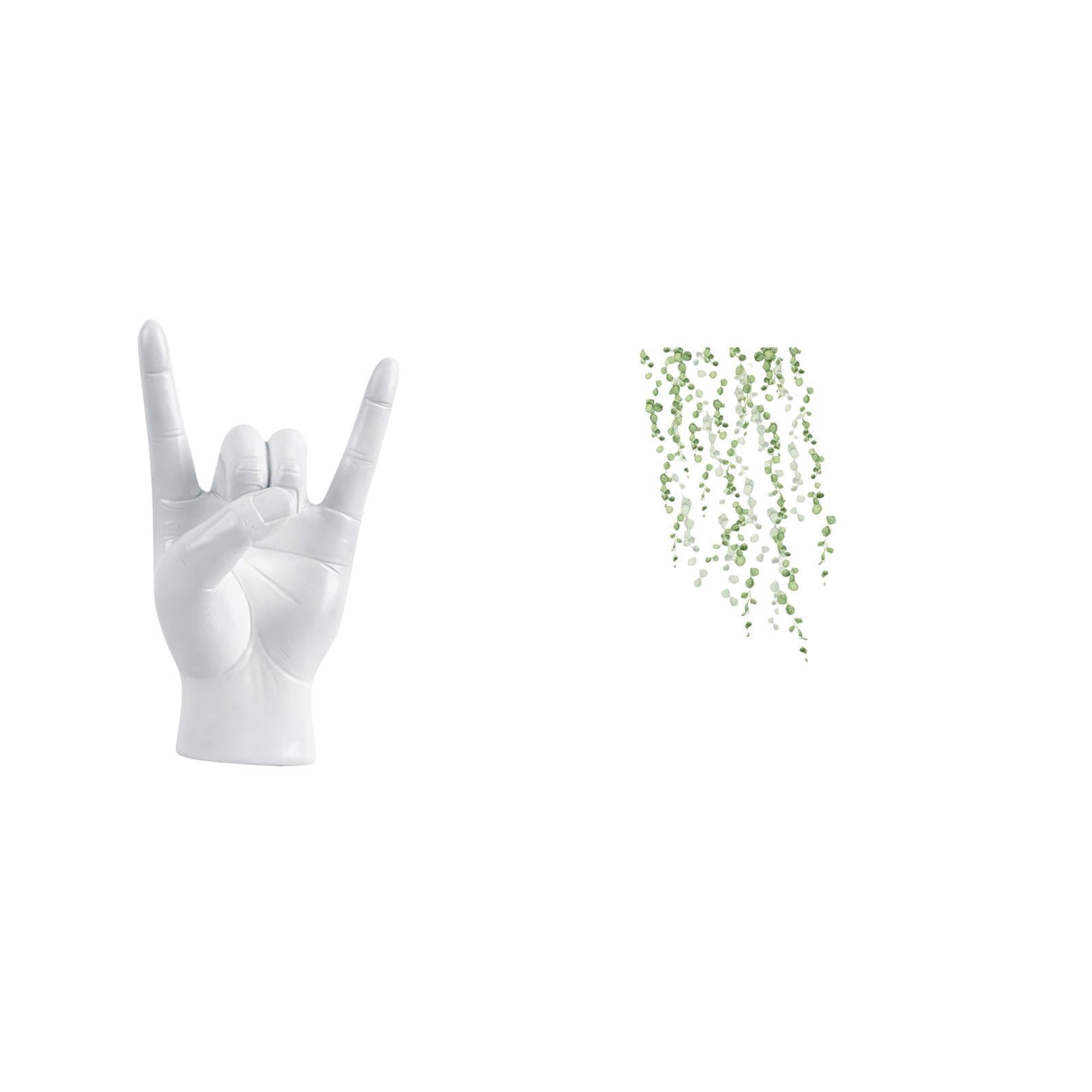jicheng Creative Hand Gesture Sculpture with Green Vines Wall Art ...