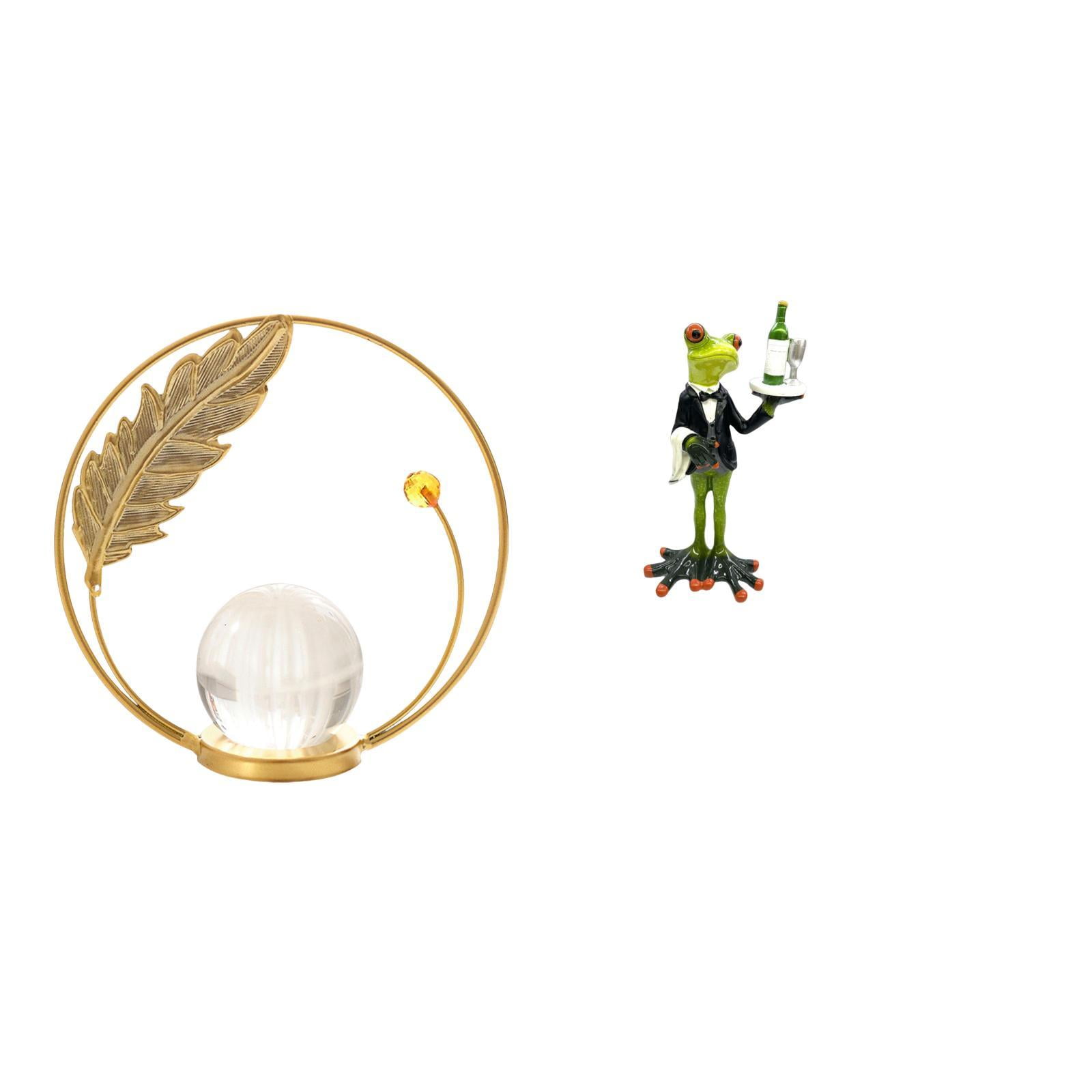 jicheng Crystal Waiter Ball Frog Metal Animal Sculpture Creative ...