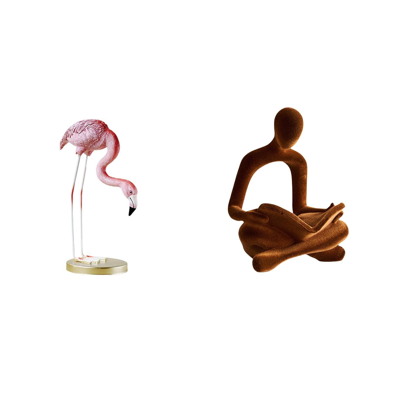 jicheng Flamingo Resin Statue Bird Sculpture Home Decor Fireplace ...
