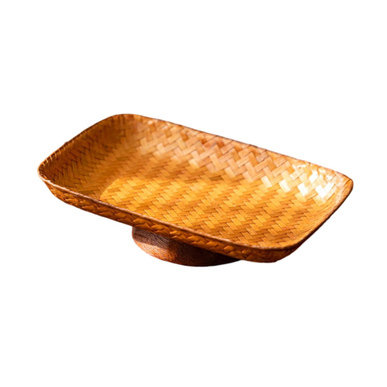 jicheng Footed Bowl Pedestal Bowl Countertop Table Decor Woven Fruit ...