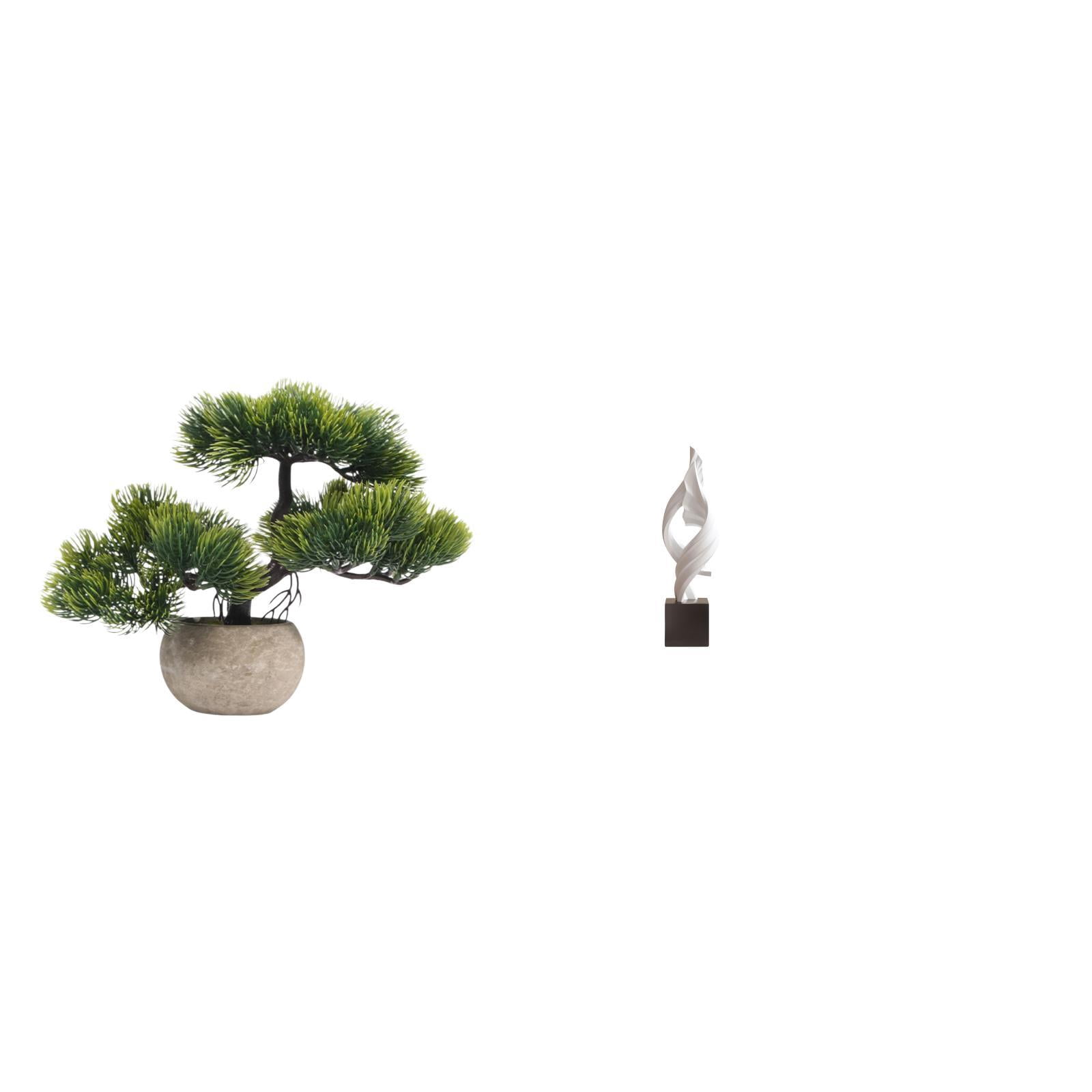jicheng Greenery Bonsai Art Sculpture Faux Plant Figurine Decorative ...
