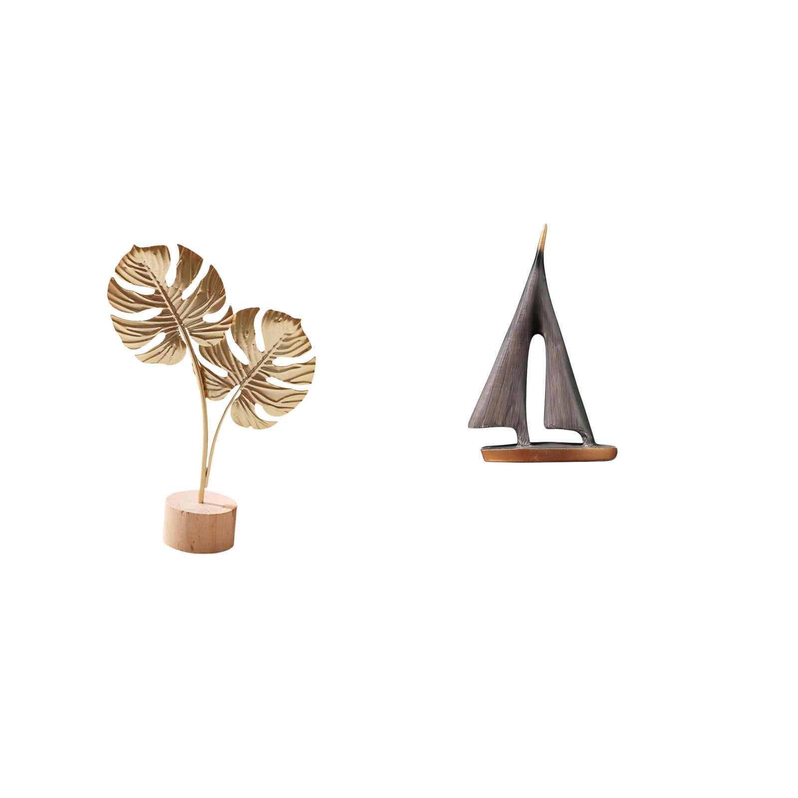 jicheng Leaf Sculpture Metal Sailboat Statue Leaf Shaped Sailing Ship ...