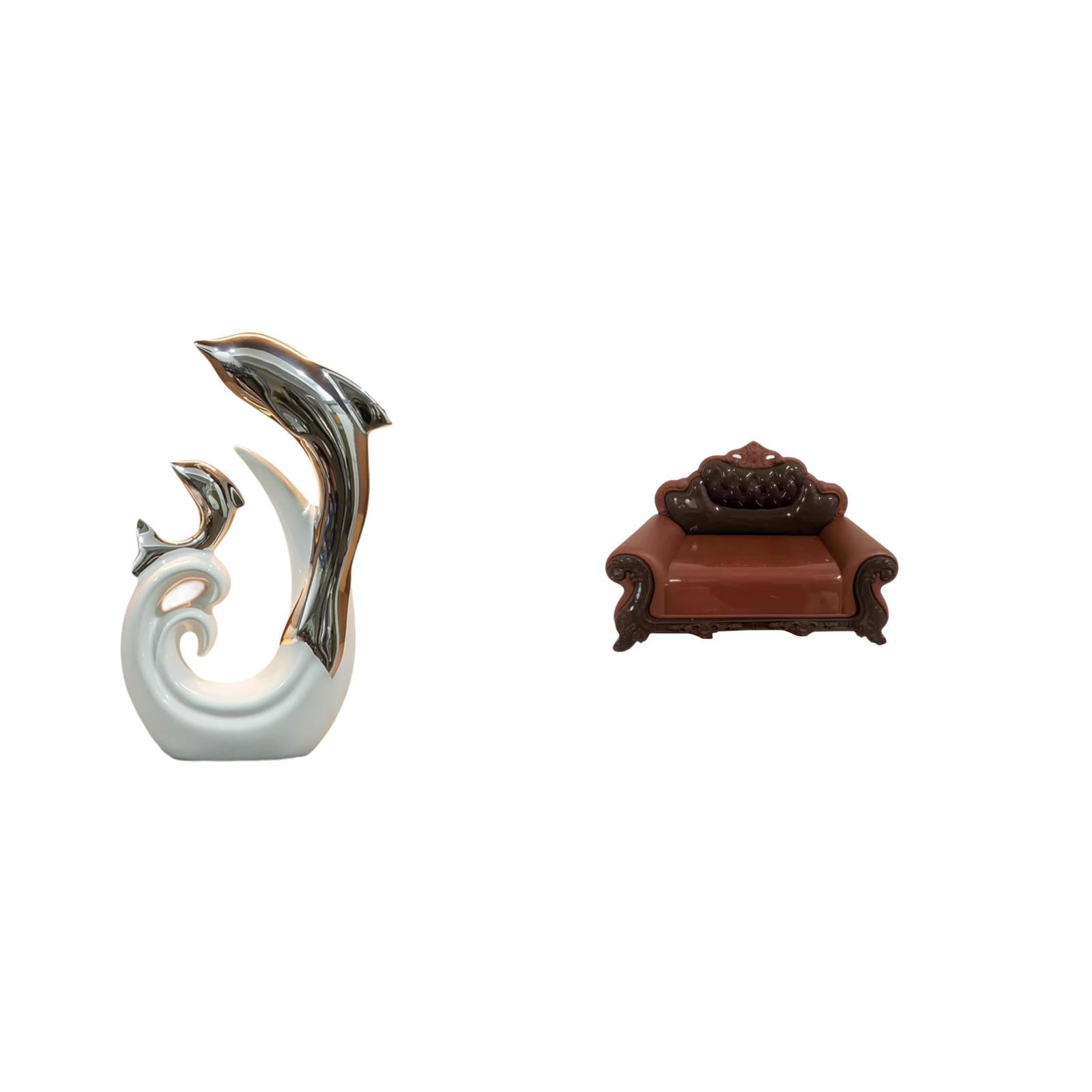 jicheng Modern Abstract Ceramic Dolphin Sofa Chair Statue for TV Stand ...