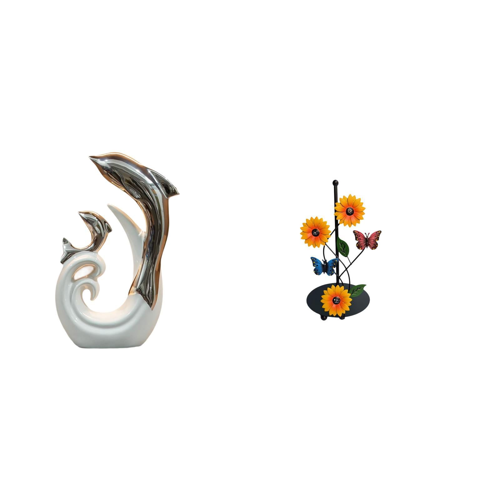 jicheng Modern Abstract Ceramic Dolphin Sunflower Statue for Living ...