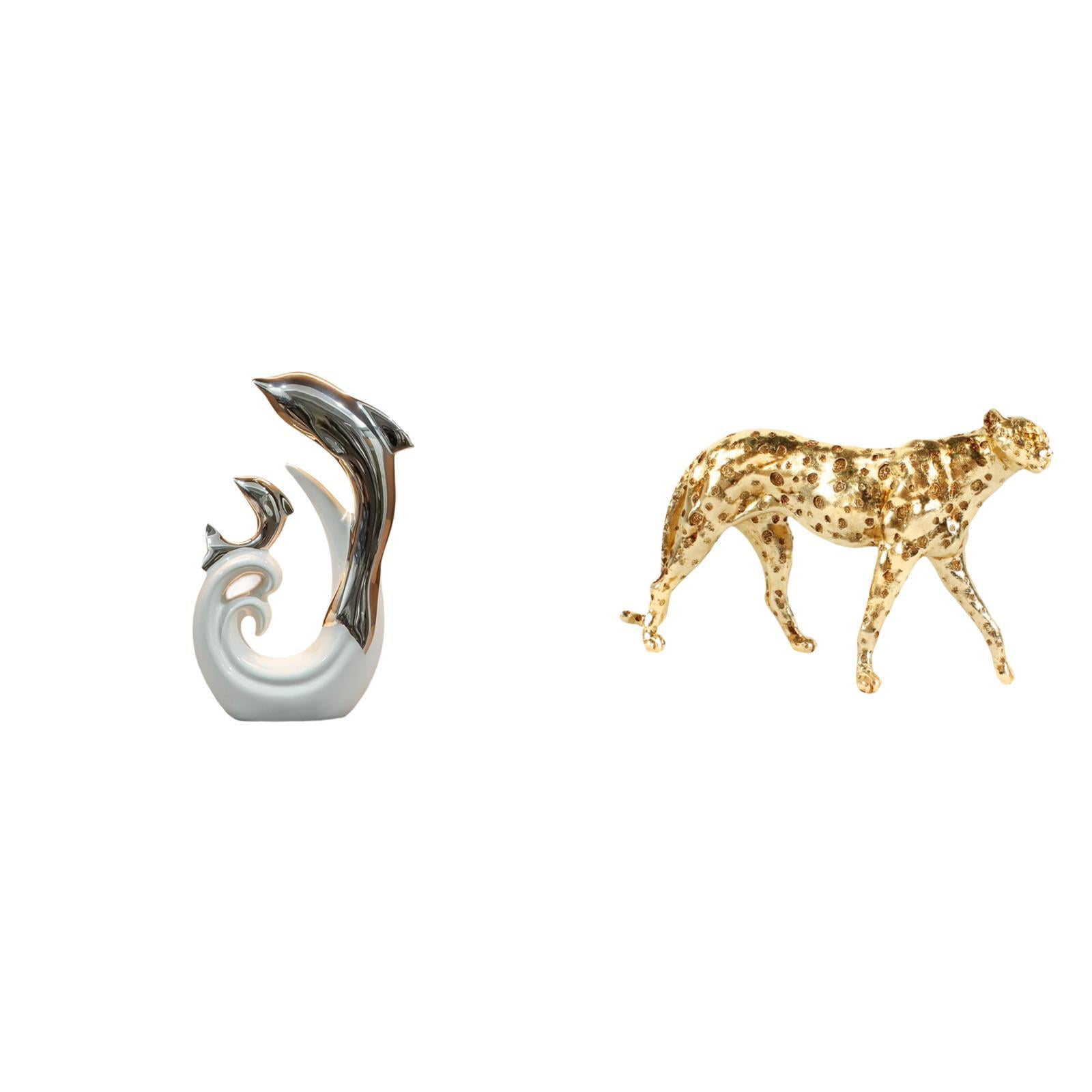 jicheng Modern Abstract Ceramic Dolphin and Gold Cheetah Animal ...