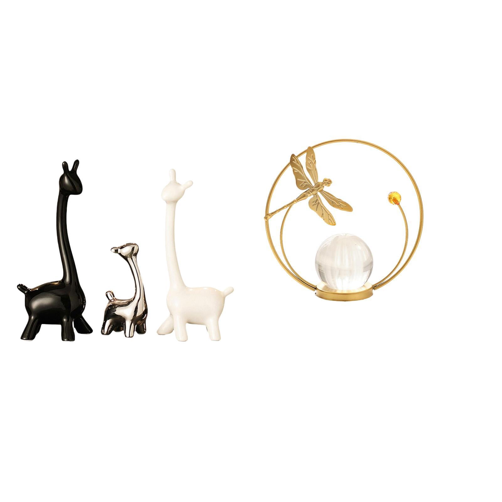 jicheng Modern Ceramic Giraffe Crystal Ball Figurine Statue Centerpiece ...