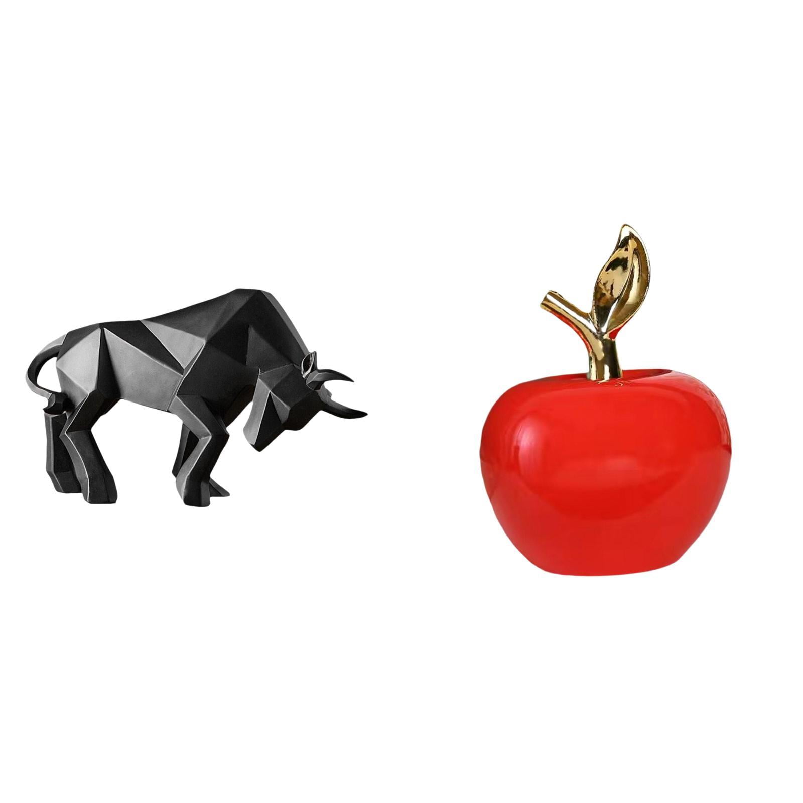 jicheng Modern Resin Bull and Ceramic Sculpture Ornament Abstract ...