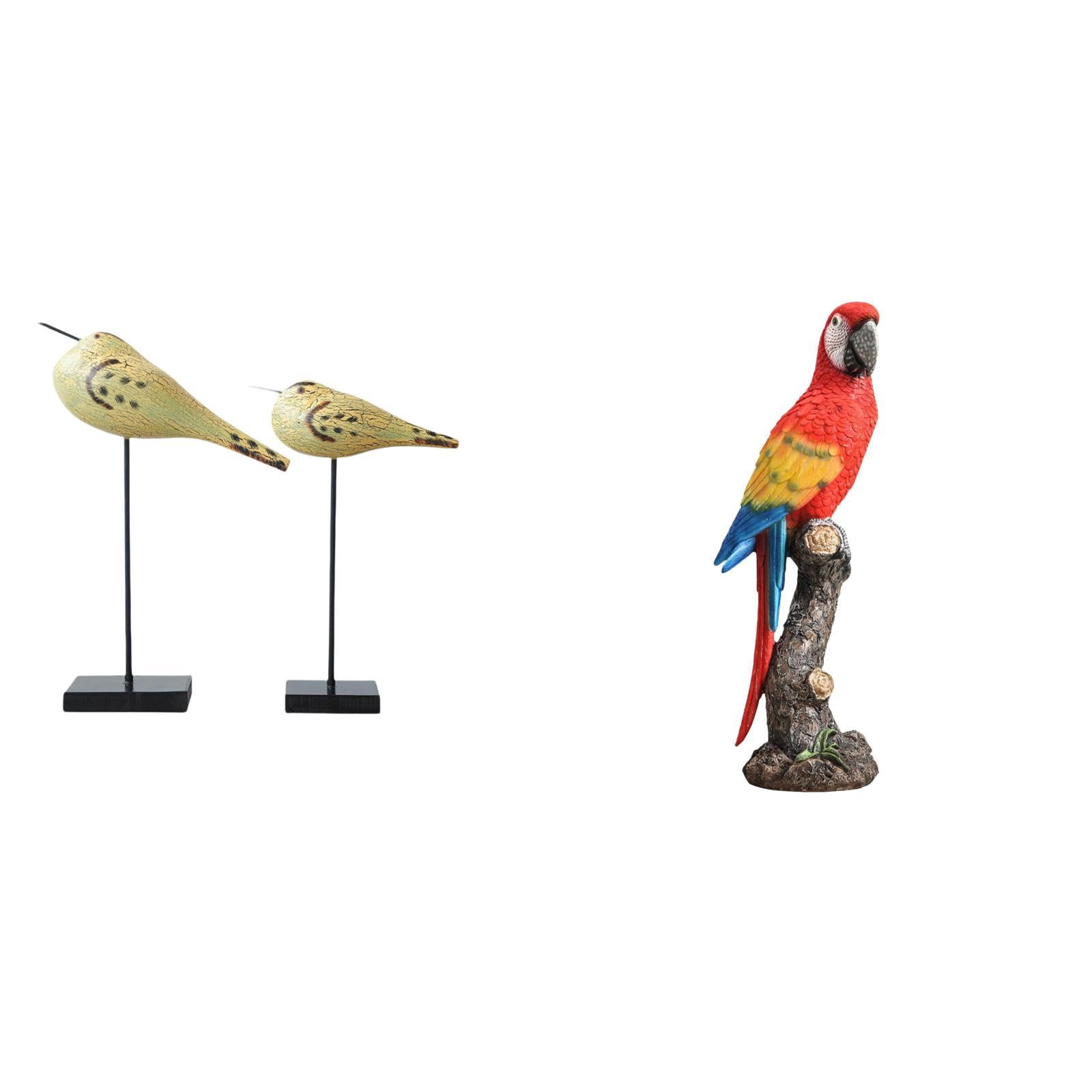 jicheng Modern Wood Parrot Bird Figurines Creative Animal Sculptures ...
