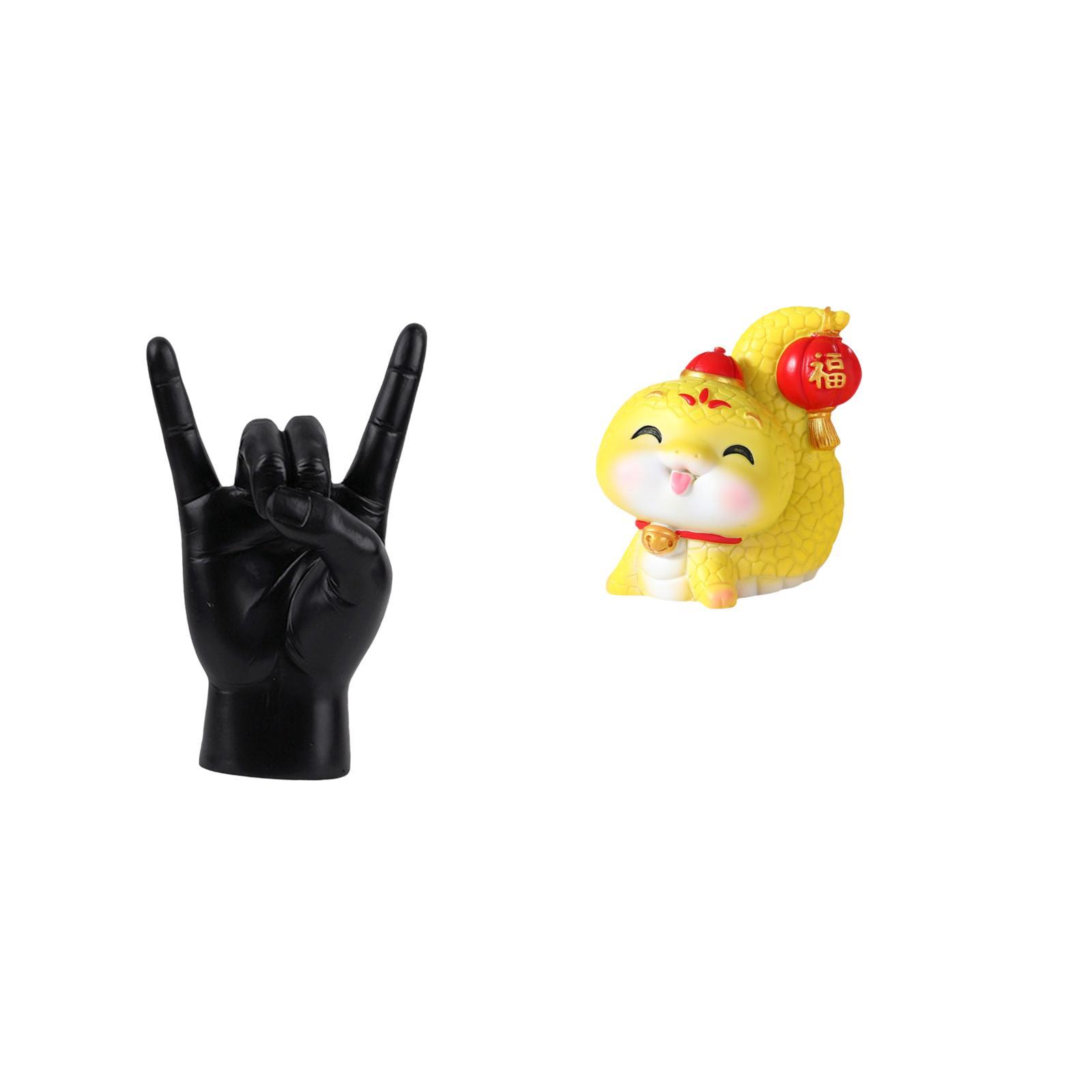 jicheng Rock Gesture Sculpture Cartoon Snake Figurine Creative Hand ...