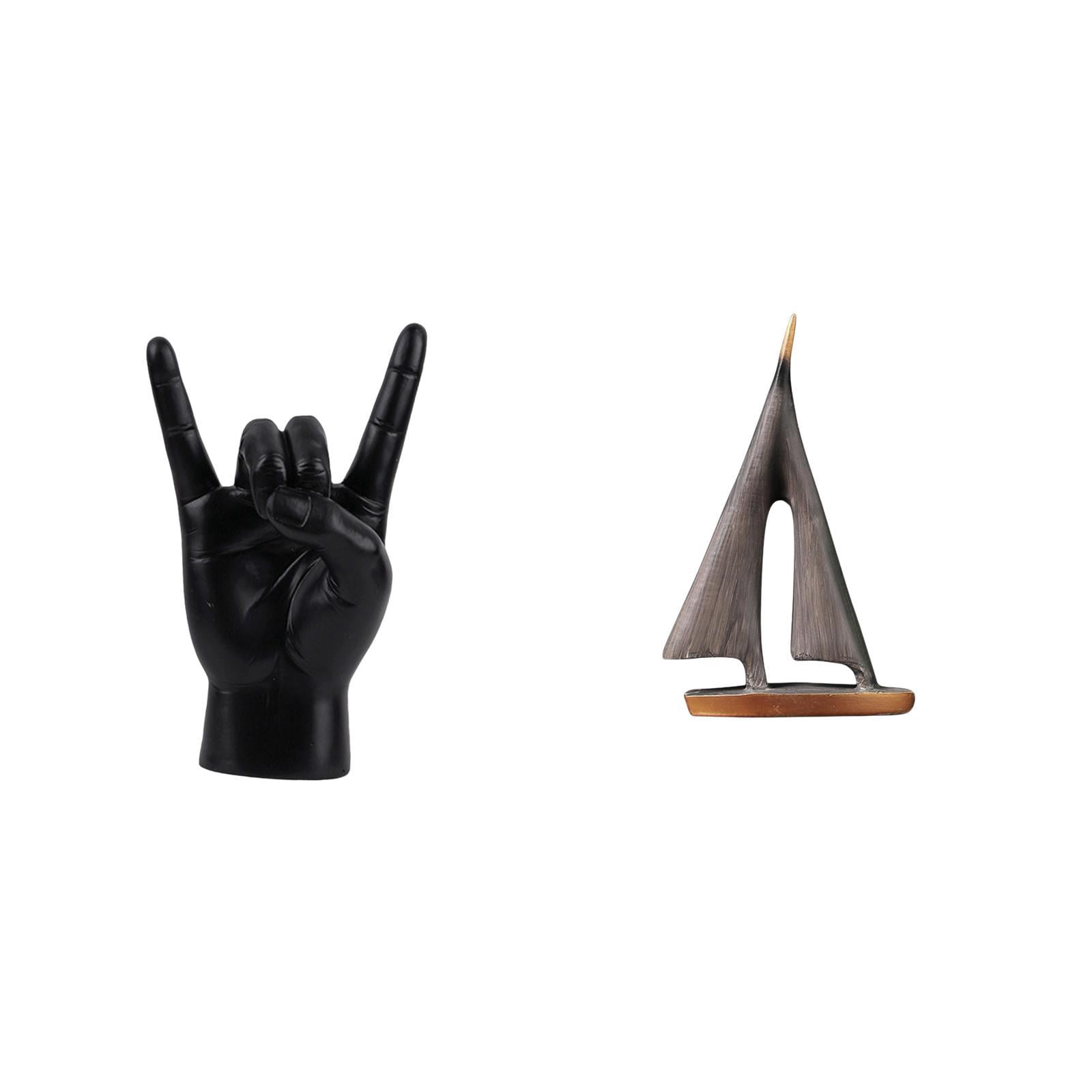 jicheng Rock Gesture Sculpture and Sailing Ship Figurine Creative Hand ...