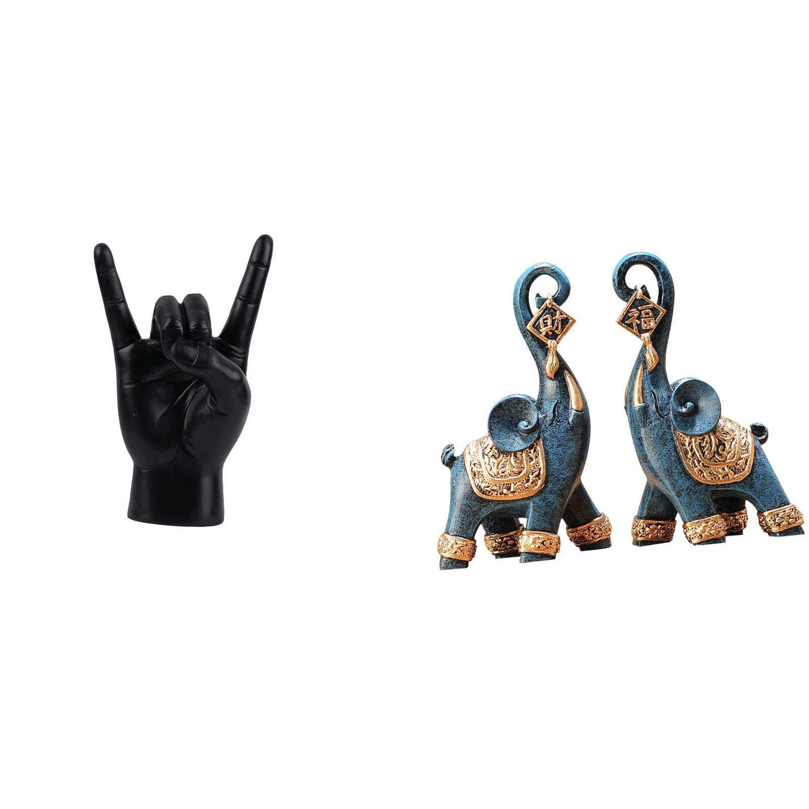 jicheng Rock Hand Gesture Statue and Elephant Figurine Sculpture ...