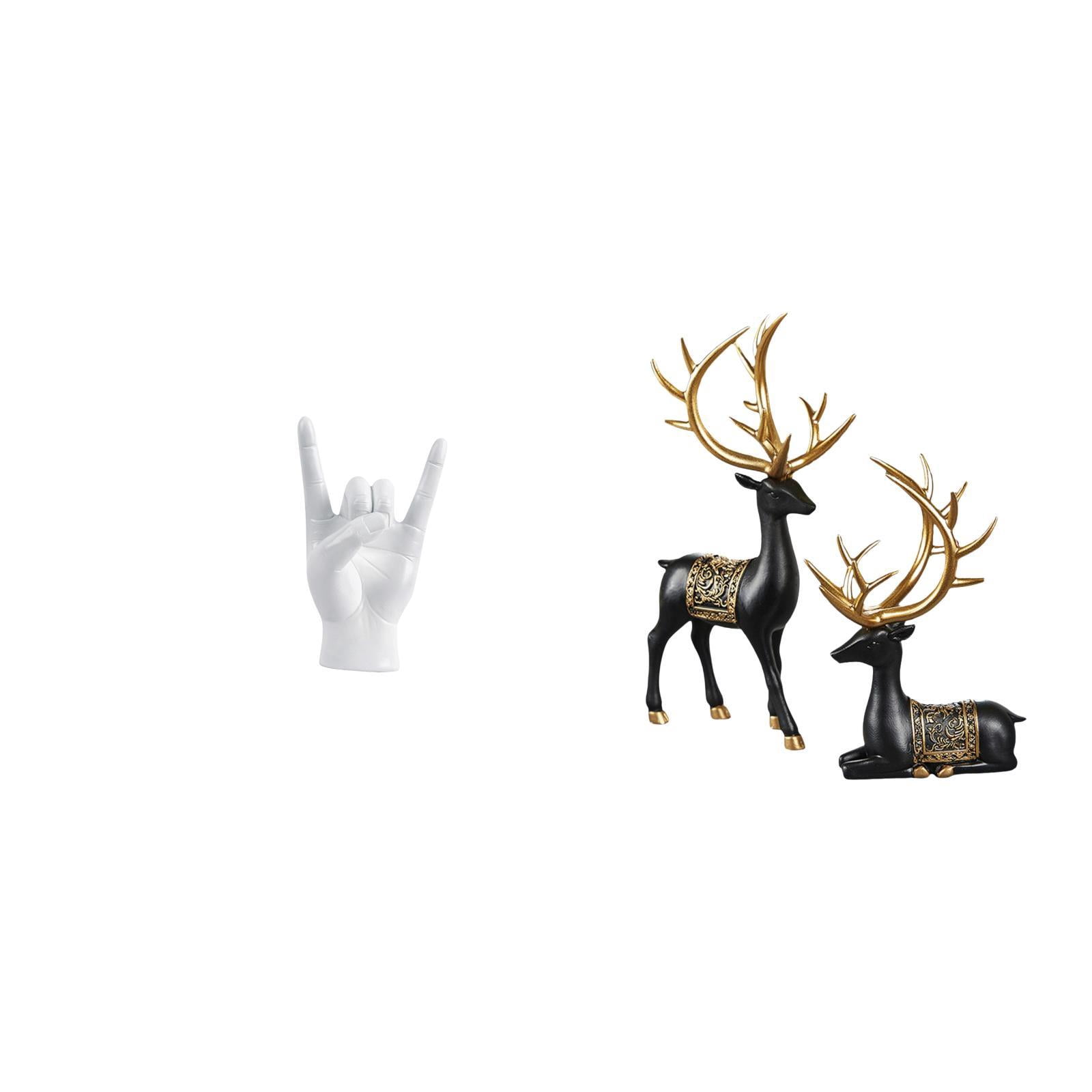 jicheng Rock Hand Gesture Statue Reindeer Sculpture Hand Sign Crafts ...