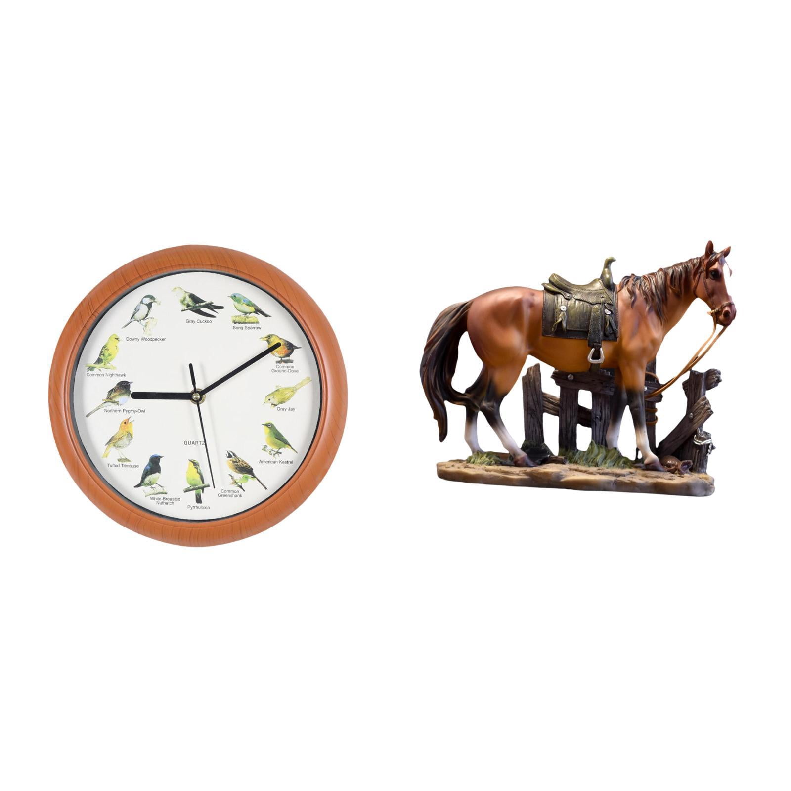 jicheng Singing Bird Wall Clock Horse Statue Art Ornament Bird Clocks ...