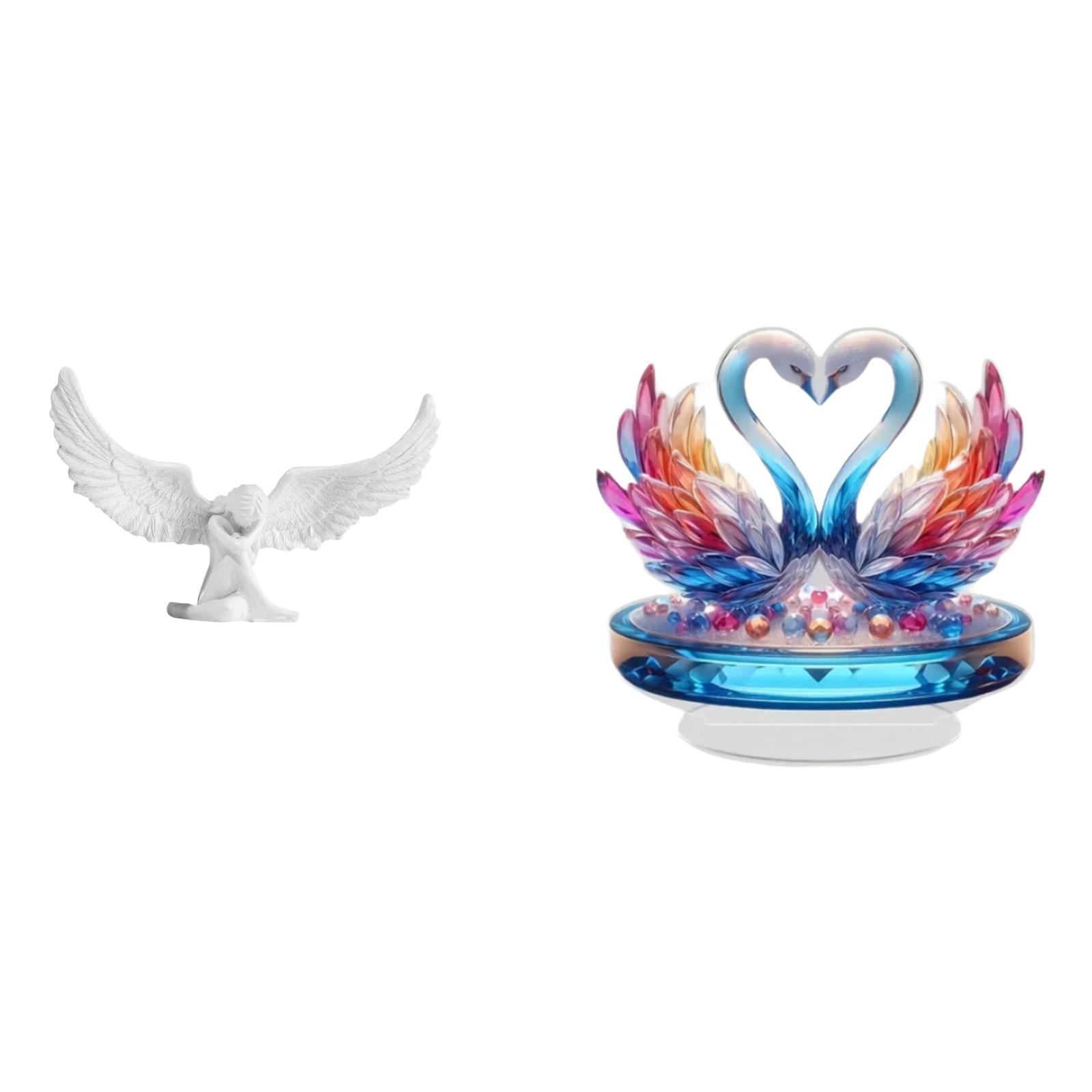jicheng Swan Resin Acrylic Angelic Winged Tabletop Figurine Centerpiece ...